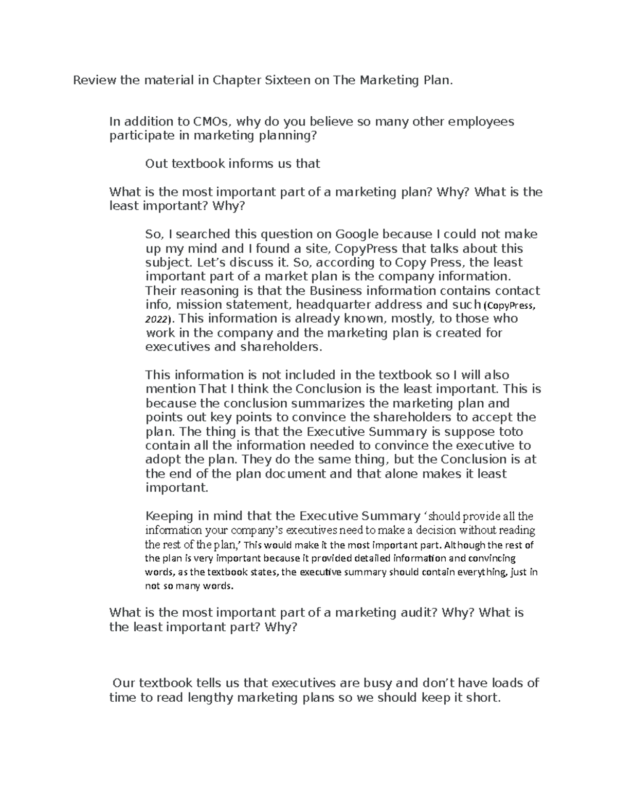 Unit 2 Principles of Marketing Discussion - Review the material in ...
