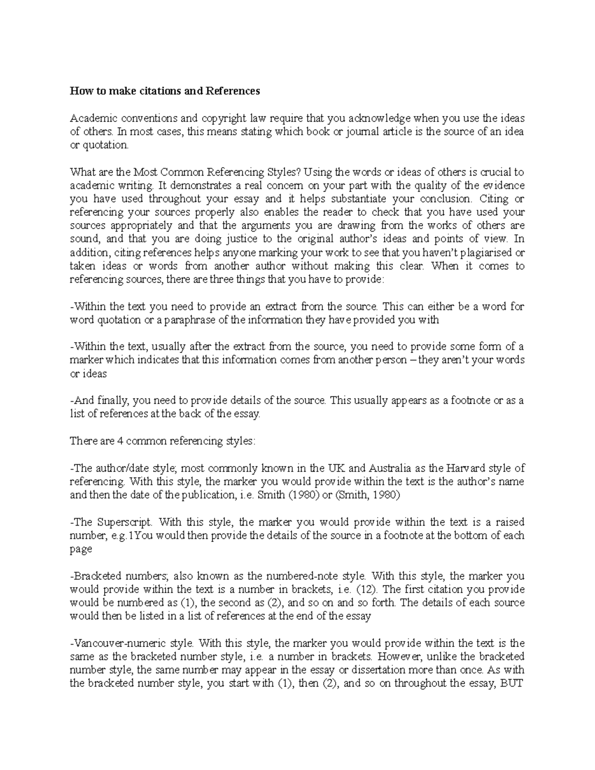 Notes on citation - good work - How to make citations and References ...