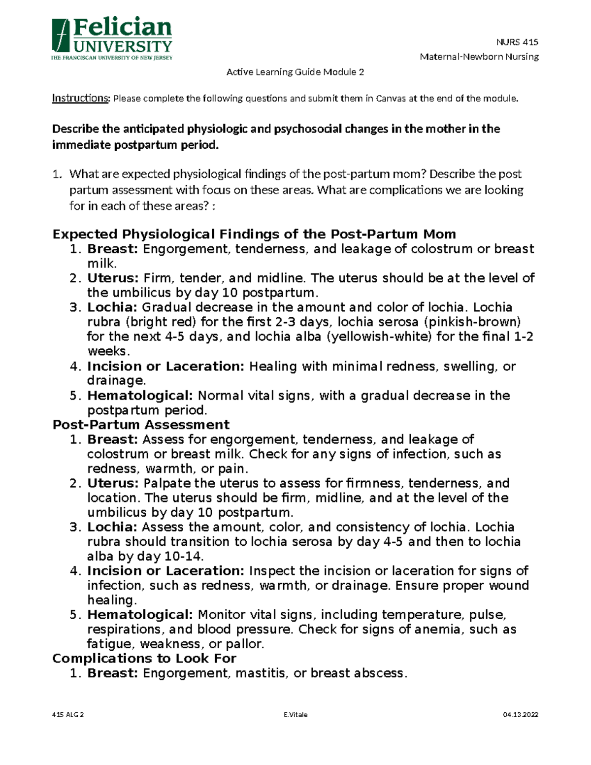 Active Learning Guide-Module 2 - Maternal-Newborn Nursing Active Learning Guide Module 2 - Studocu
