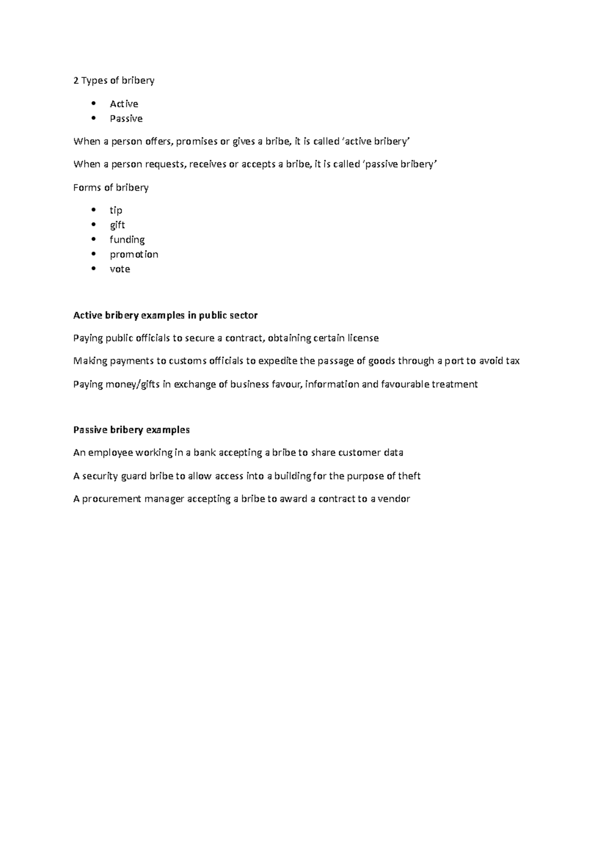 Contoh-contoh penyuapan - 2 Types of bribery Active Passive When a ...