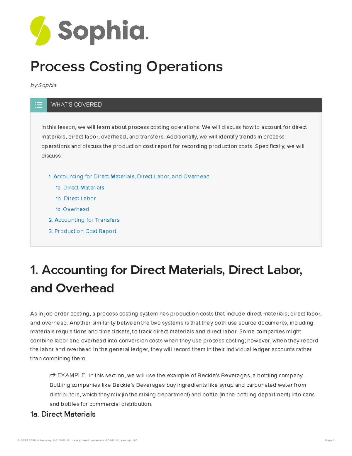 Sophia - managerial Accounting - unit 2 - process-costing-operations - Process Costing ...