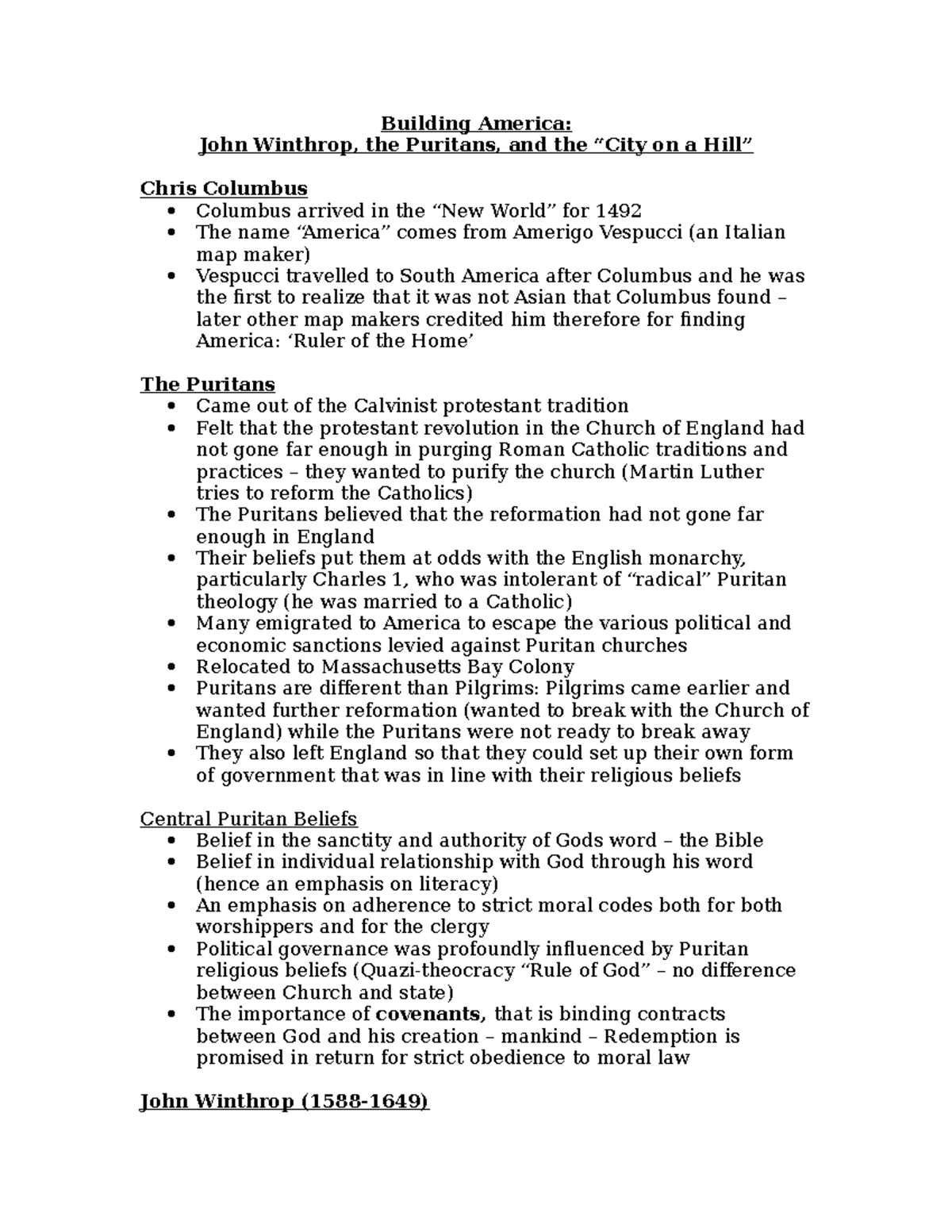 Building America - Winthrop - Building America: John Winthrop, the ...