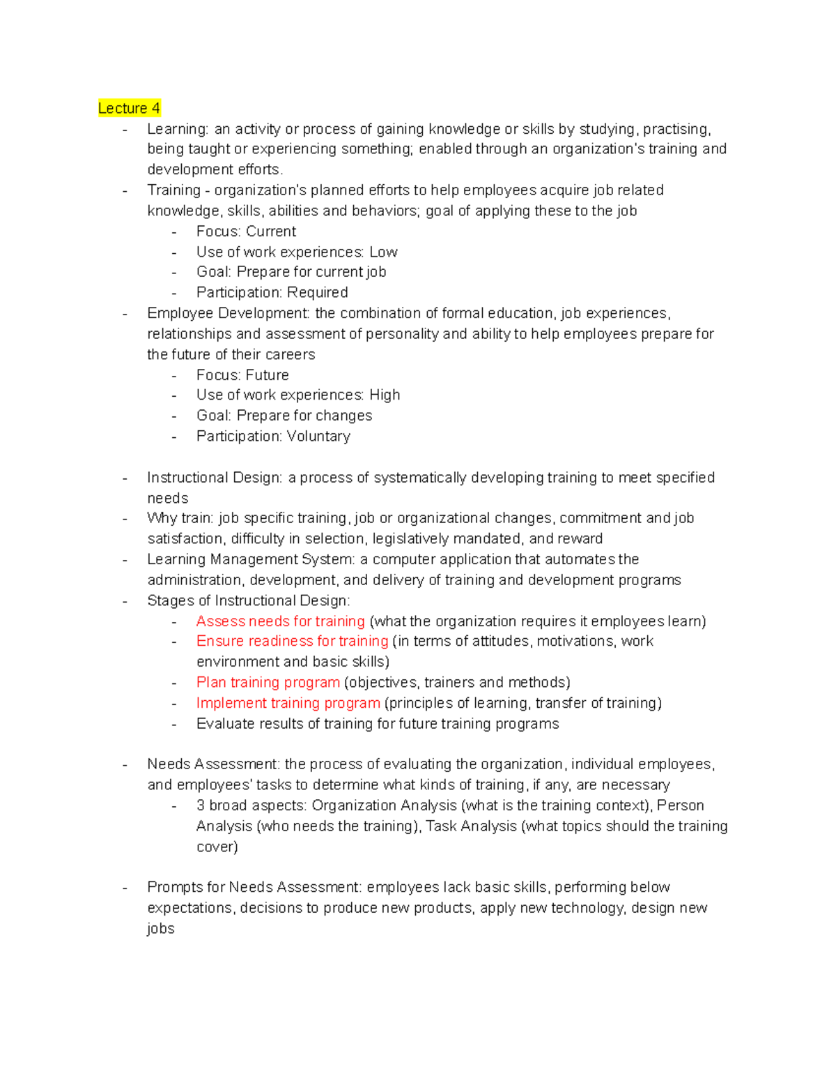 Mos 4 Mos 1021 Cb Mid Notes Lecture 4 Learning An Activity Or