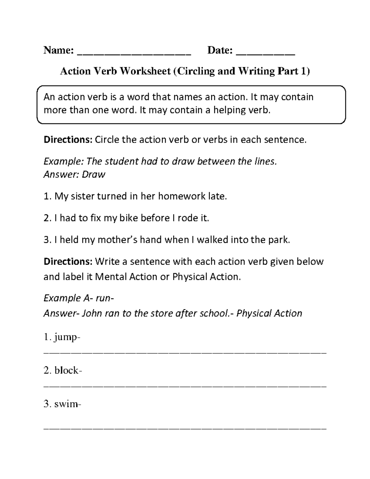 Action-Verbs-Circling-Writing-P-1-Beginner - Name ...