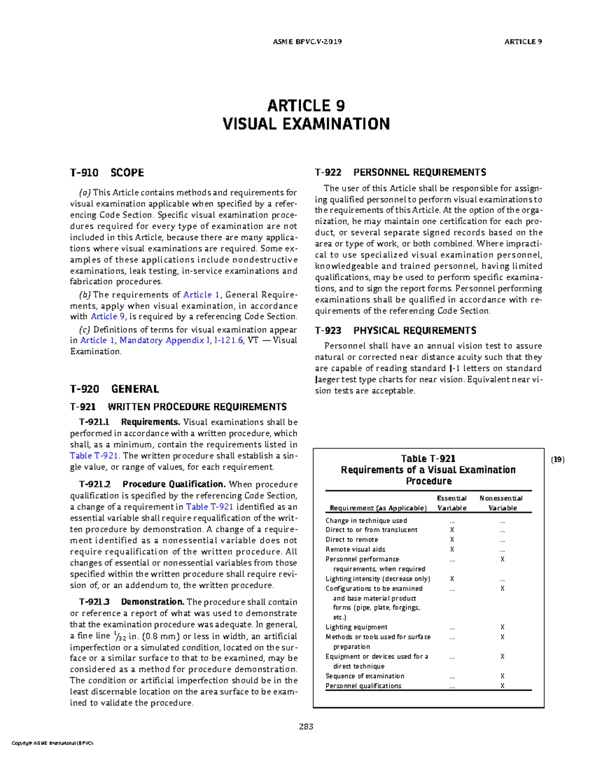 Articulo 9 2019 - La inspeccion visual - ARTICLE 9 VISUAL EXAMINATION T ...