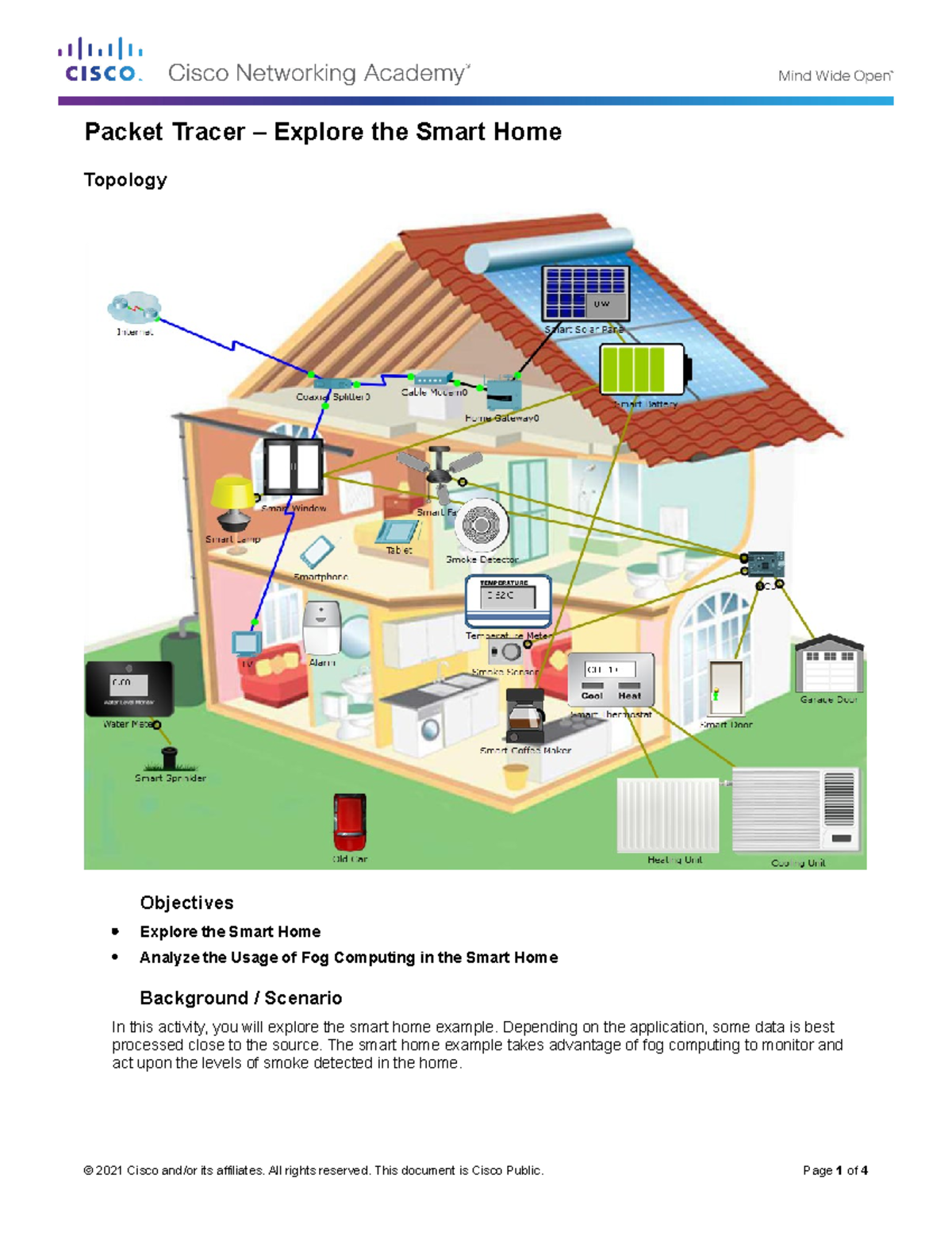 4.2.2.4 Packet Tracer Lab - Explore the Smart Home - Packet Tracer ...