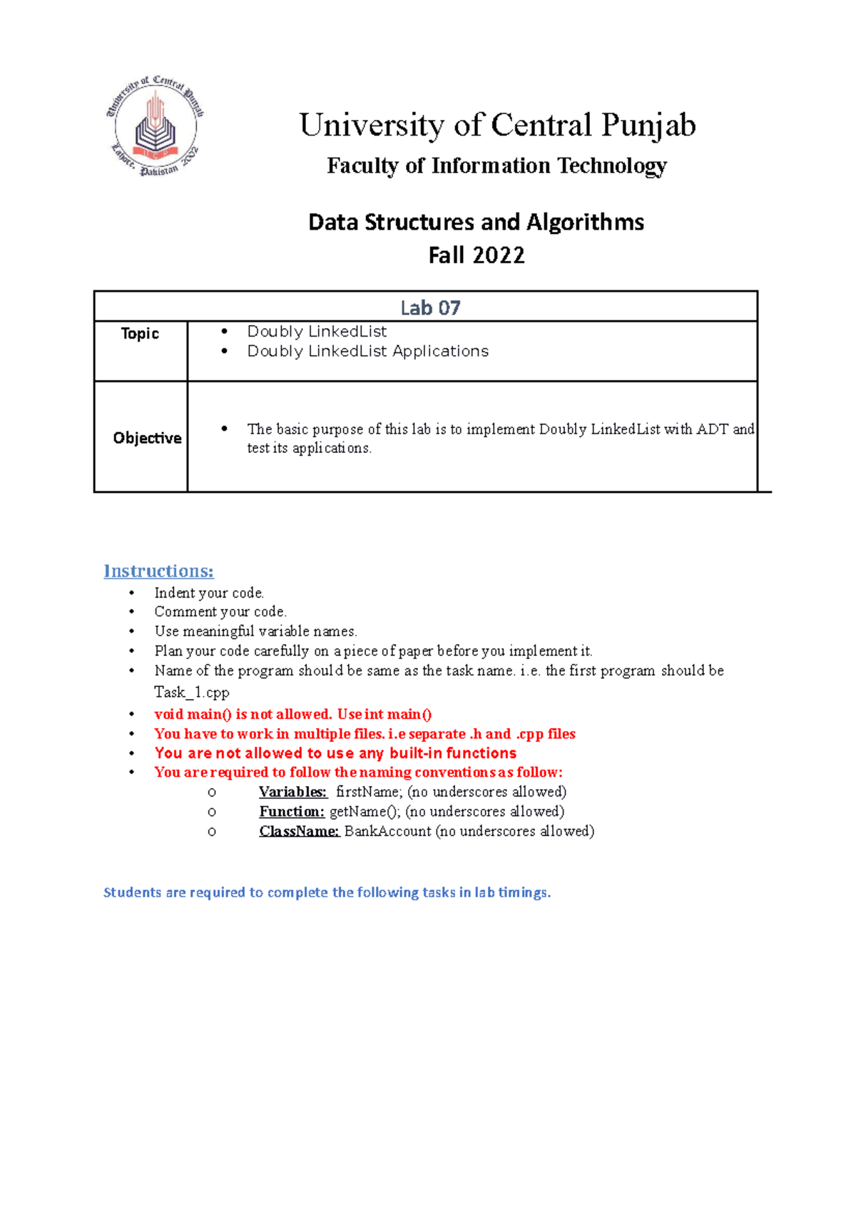 Lab 07 - programing fundamental lab 7 for cs and the Se student ...