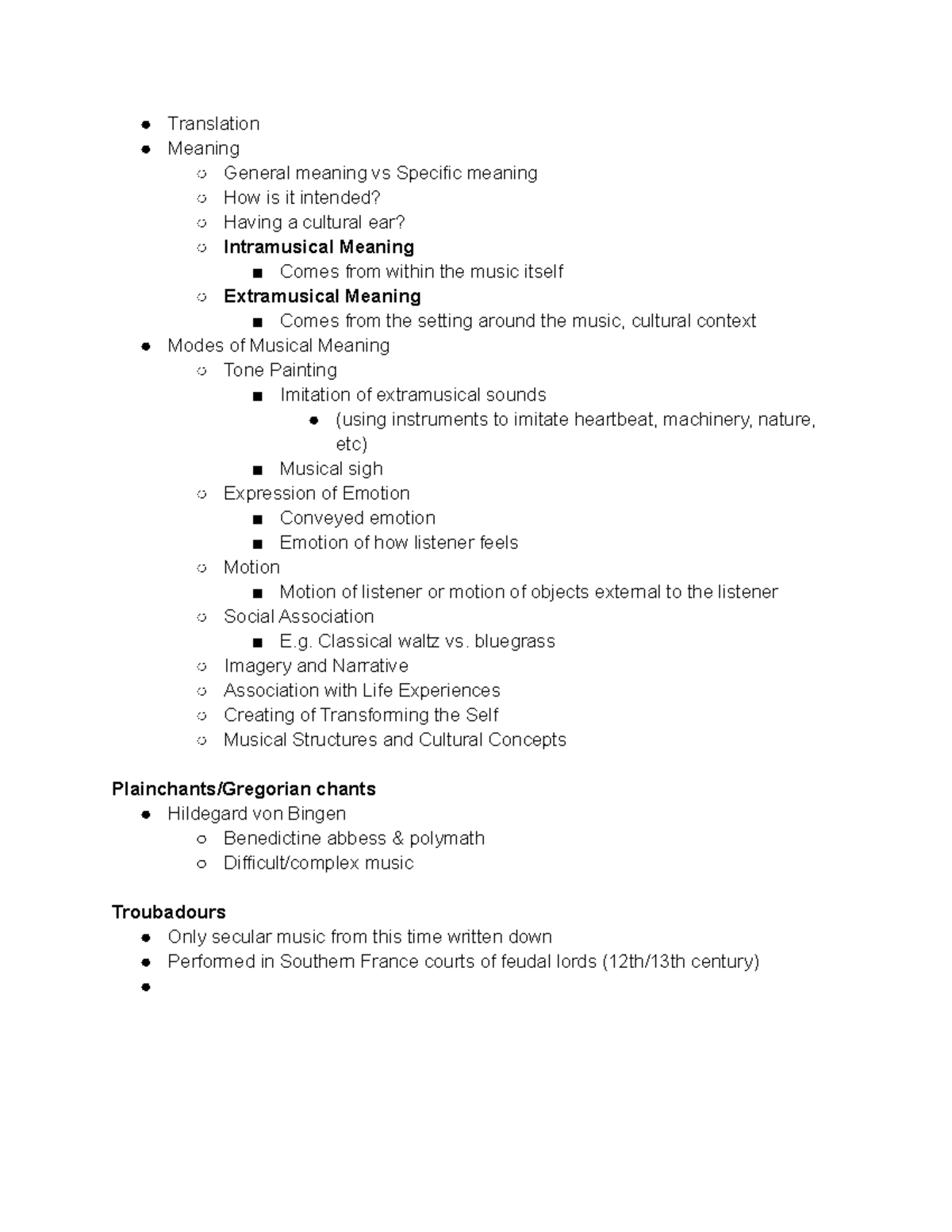 Medieval Music I - Monophony - Translation Meaning General meaning vs ...
