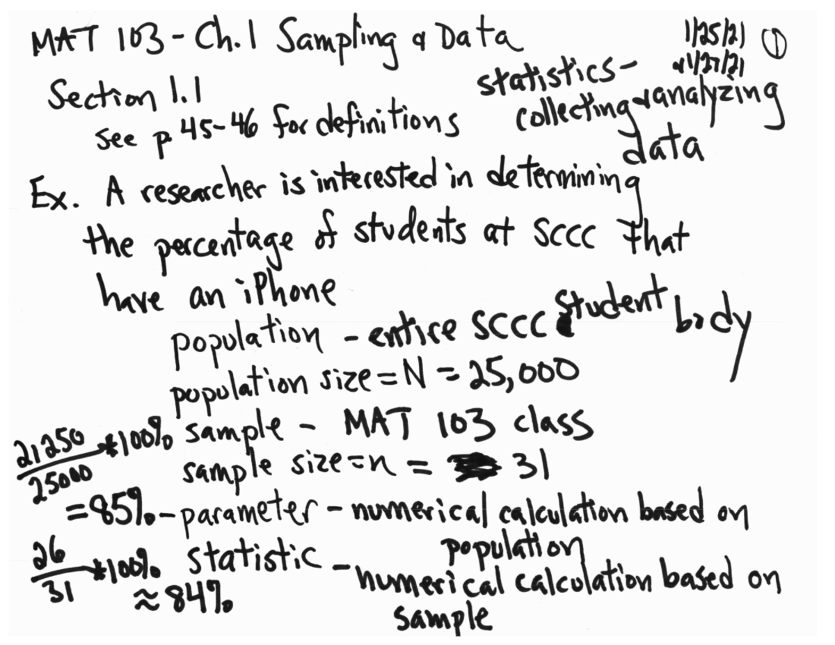 Document Camera Notes from 1/25 and 1/27 class - MAT 103 - Studocu