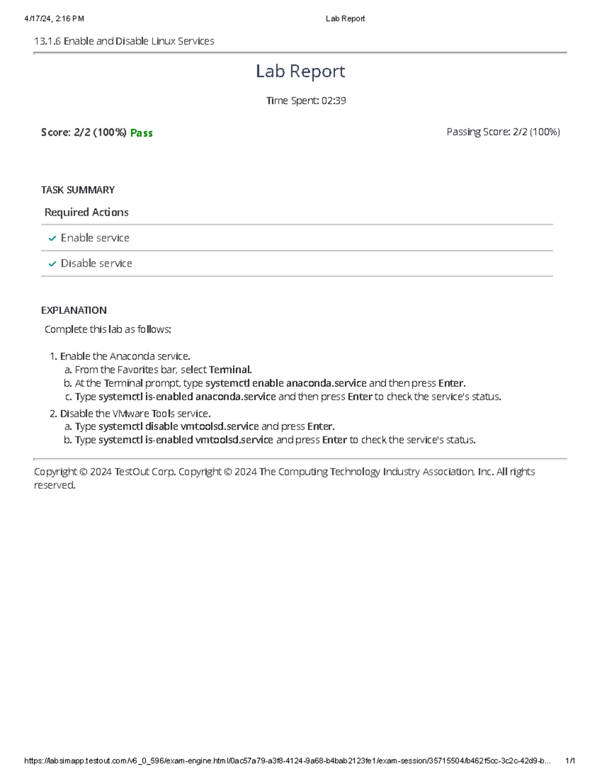 Learning Platform Comp TIA 18 a.2.4 - 4/17/24, 2:16 PM Lab Report - Studocu