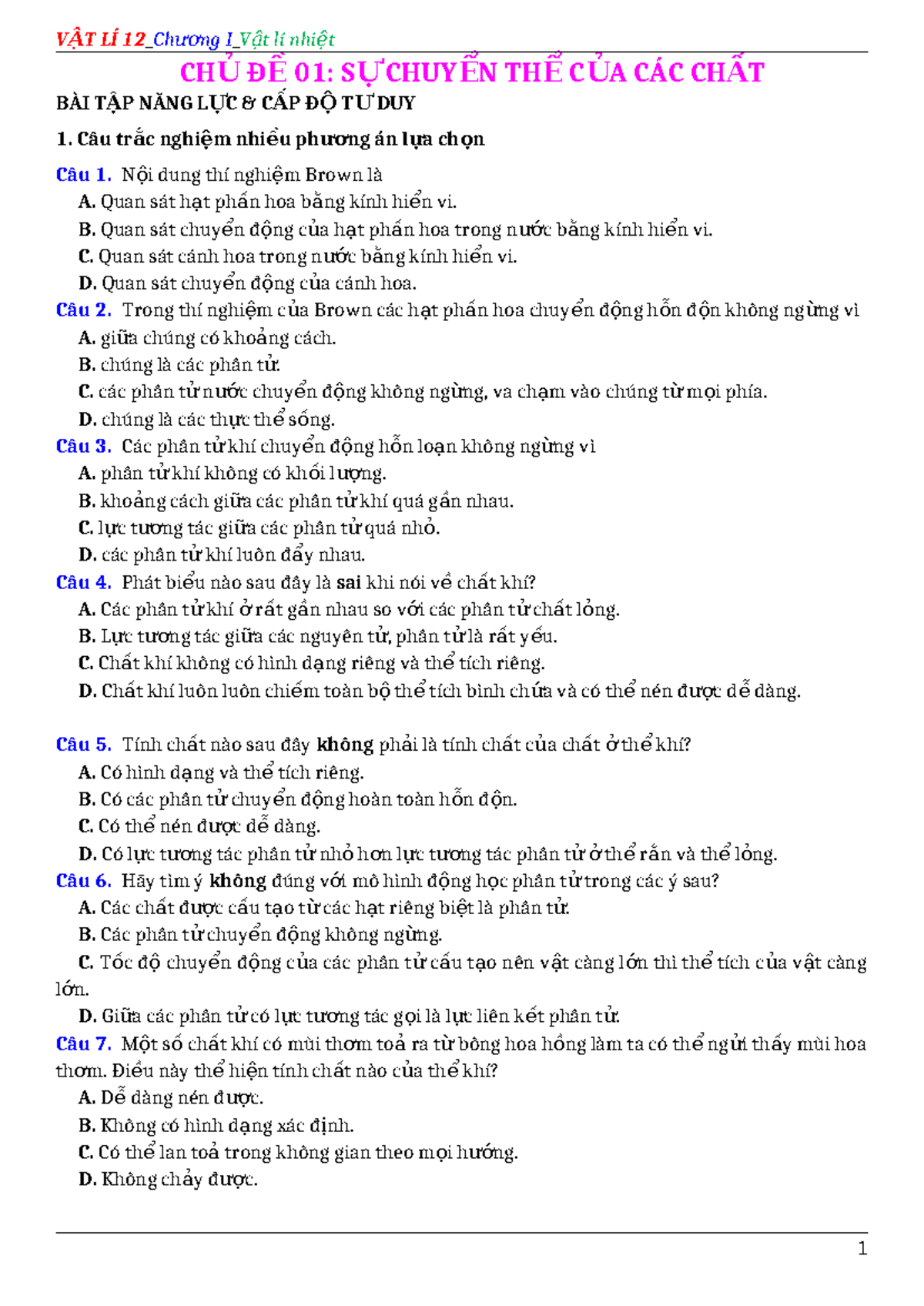 1. CHỦ ĐỀ 01. SỰ CHUYỂN THỂ - CH Ủ Đ Ề 01: S Ự CHUY ỂN TH Ể C ỦA CÁC CH ẤT BÀI T ẬP NĂNG L ỰC ...