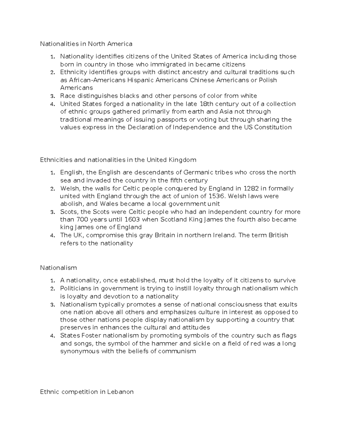 Chapter 7 sec 3 - Nationalities in North America 1. Nationality ...