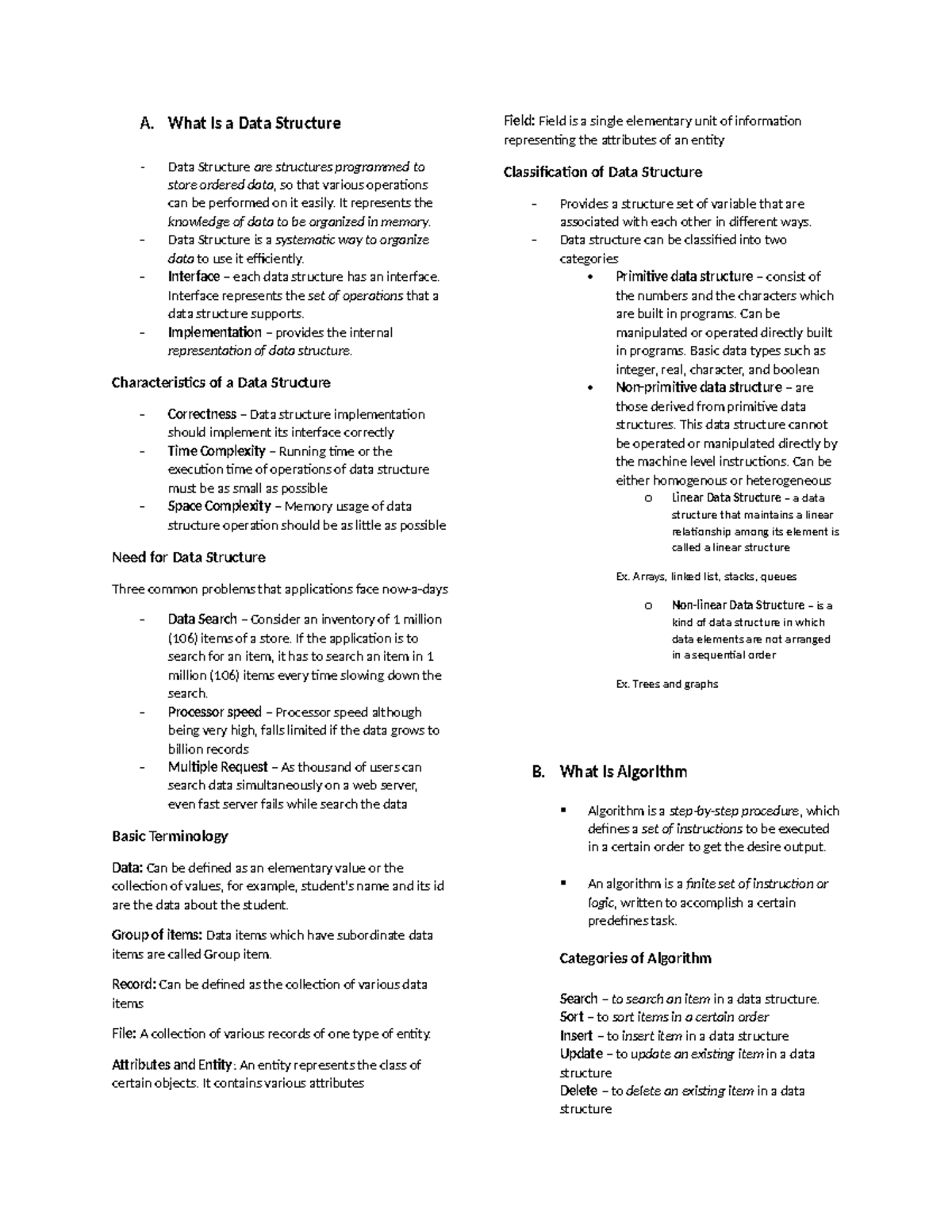 Introdction to Data Structures and Algorithm L01 - A. What is a Data Structure - Data Structure ...