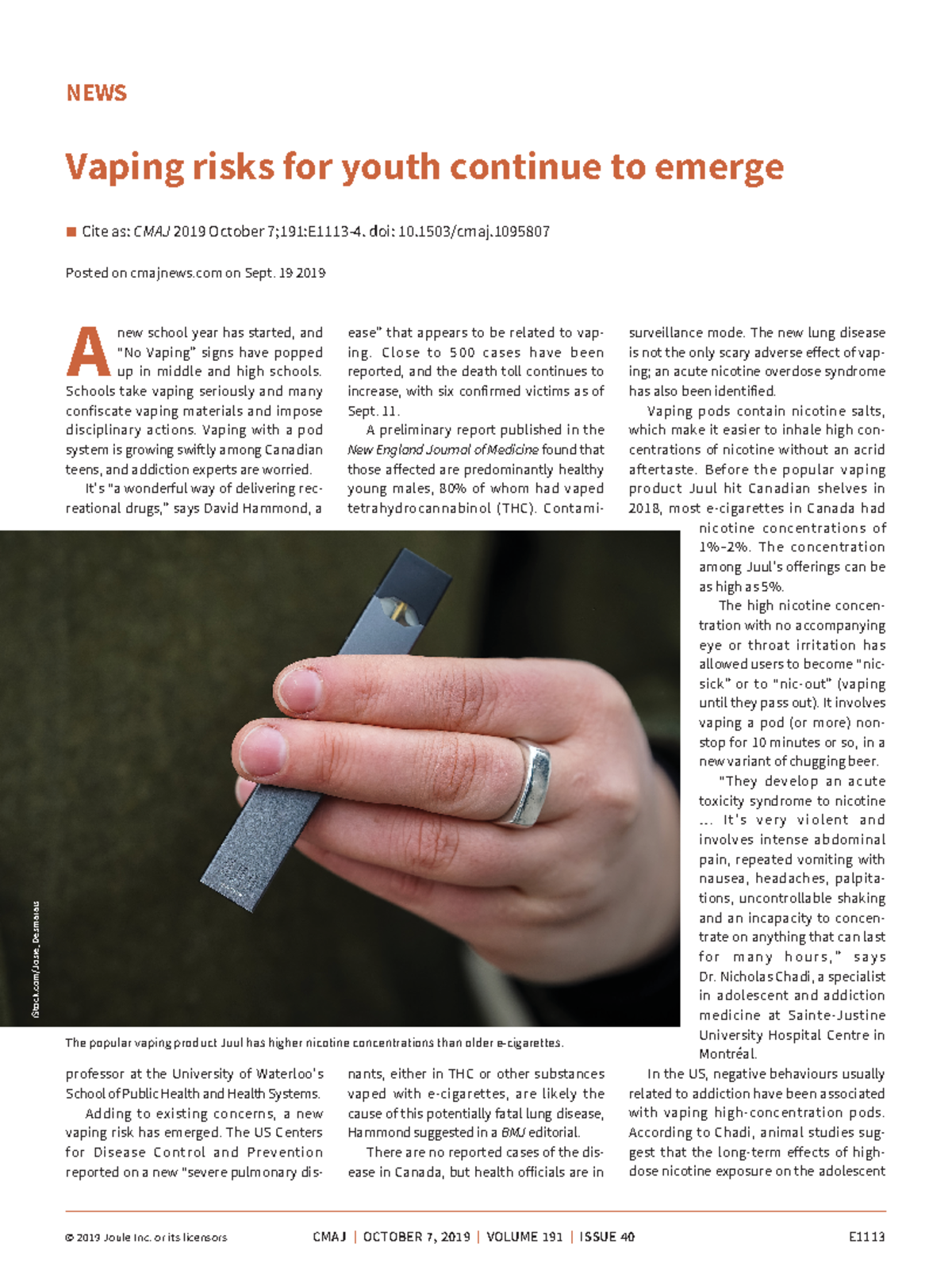 Vaping risks for youth continue to be - BME 804 - Toronto Met - Studocu
