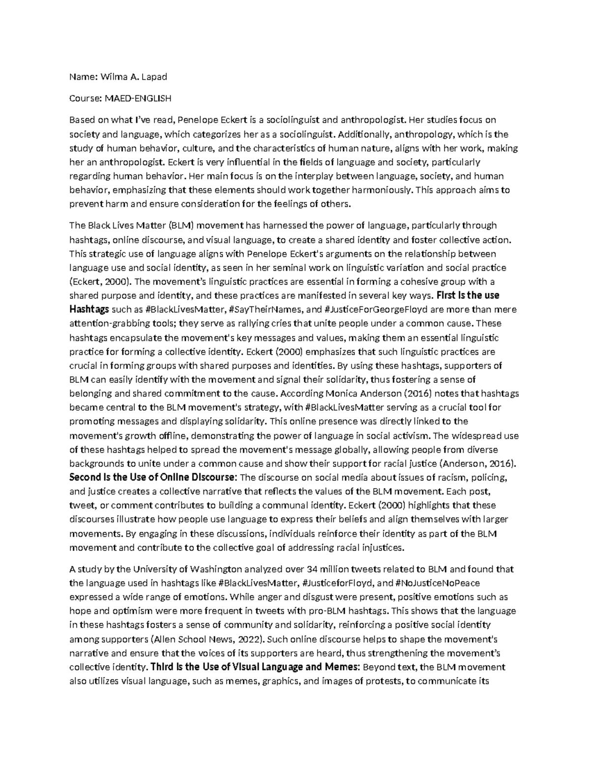 Worksheet 3 - MASTERAL OUTPUT - Name: Wilma A. Lapad Course: MAED ...