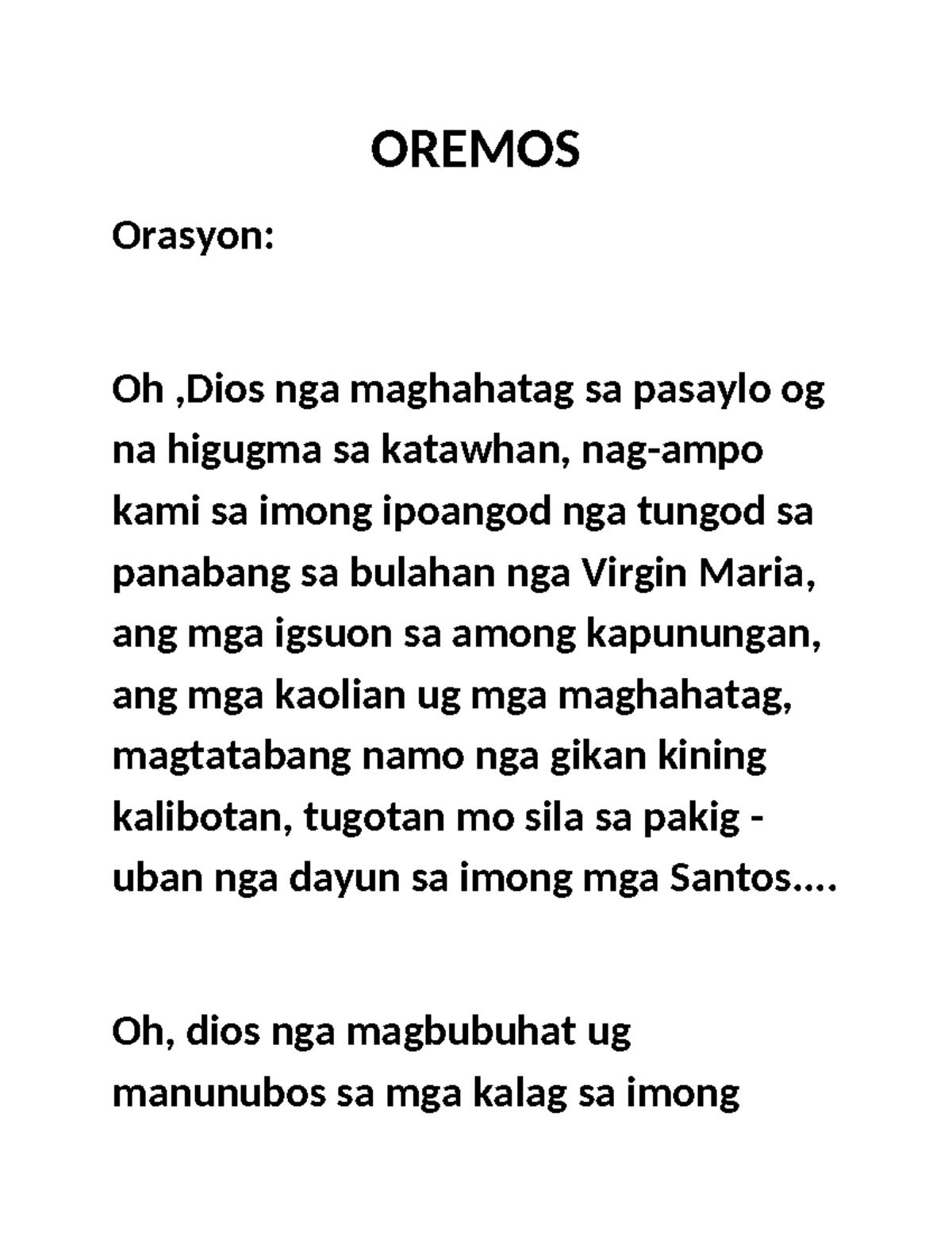 Oremos-WPS Office - Prayer for soul - OREMOS Orasyon: Oh ,Dios nga ...