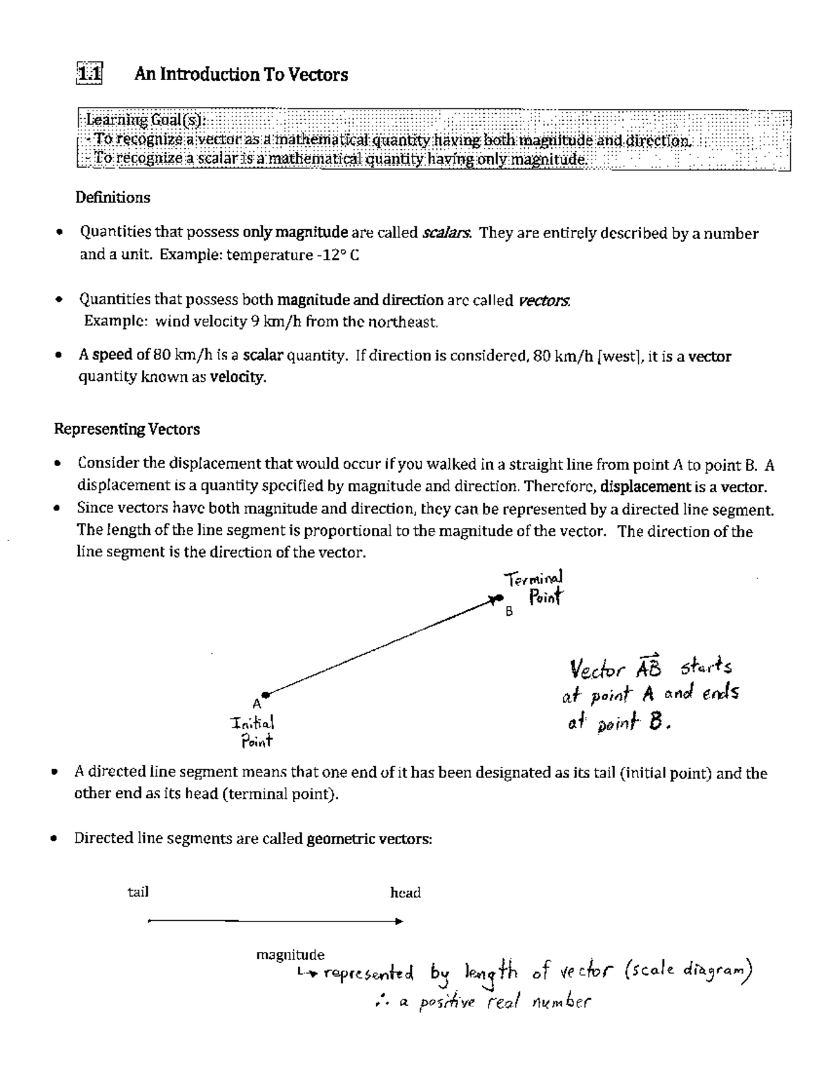 1.1 Solutions - An Intro To Vectors - Copy - 1 An Introduction To ...