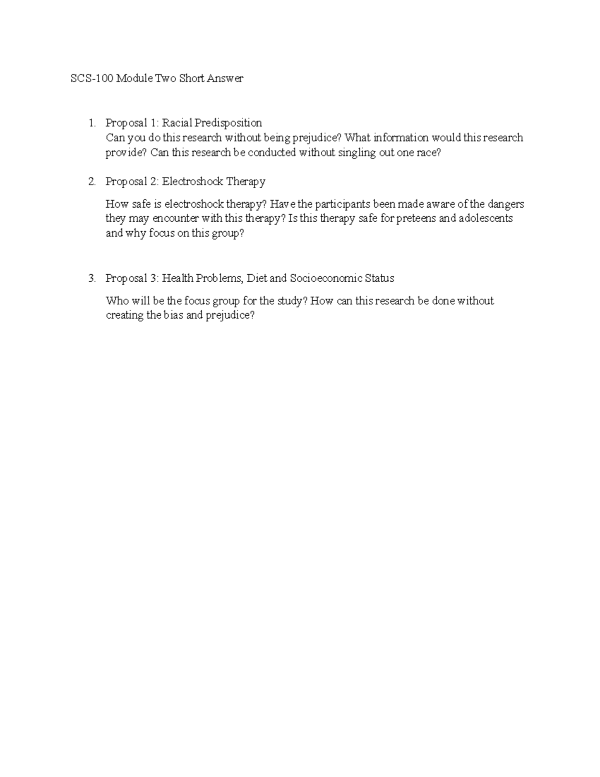 SCS Mod Two Short Answer - SCS 100 - SNHU - Studocu