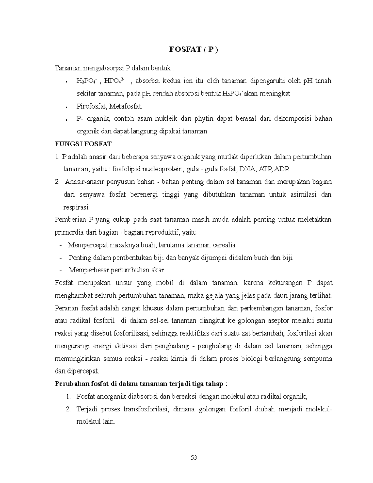 XII - unsur fosfat, kalium, dan kalsium - FOSFAT ( P ) Tanaman ...