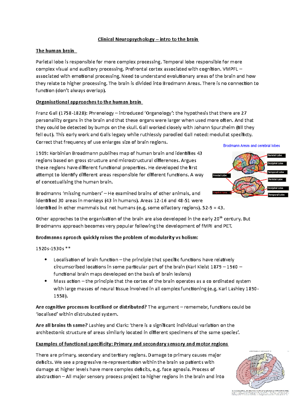 Lecture 1 intro to the unit - Clinical Neuropsychology – intro to the ...
