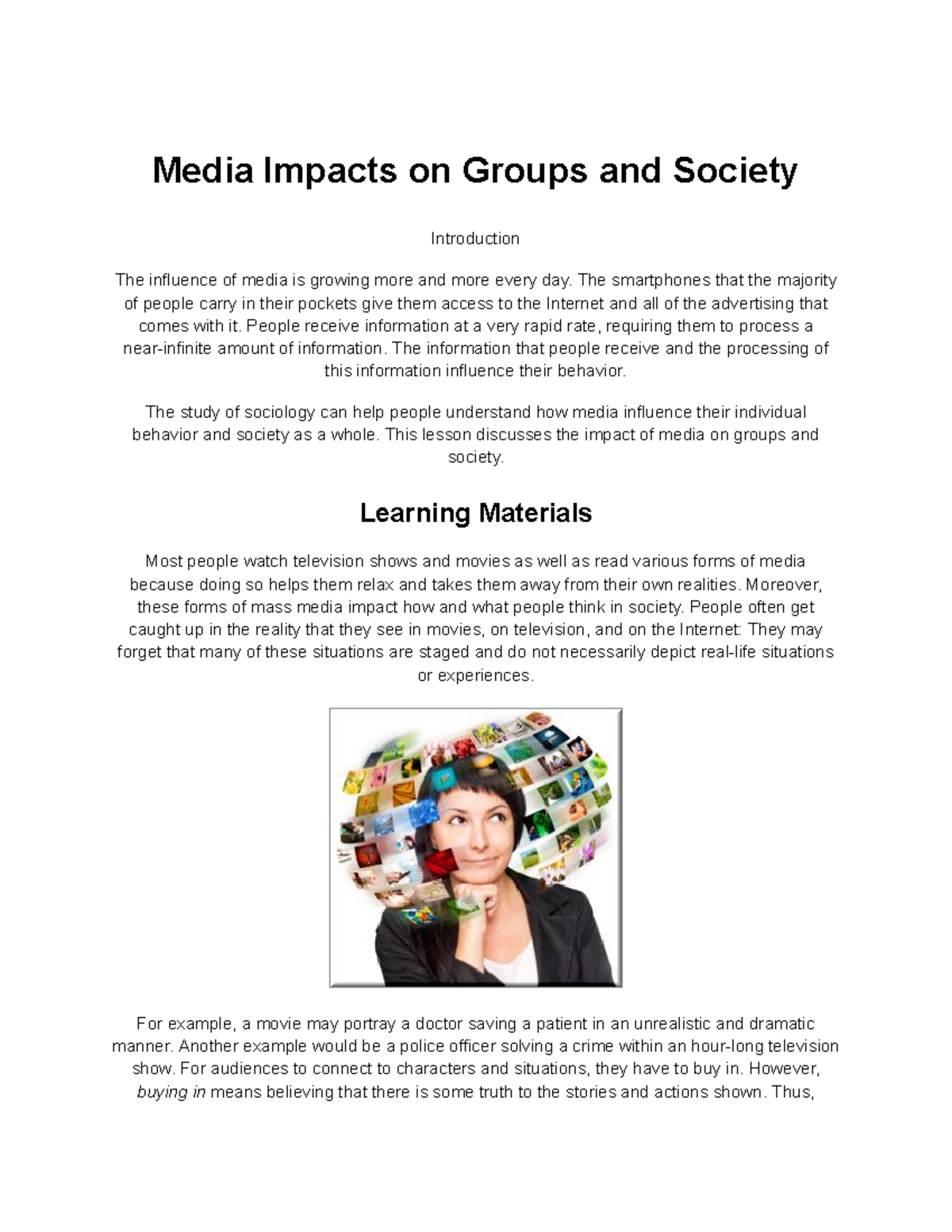 Media Impacts on Groups and Society - Media Impacts on Groups and ...