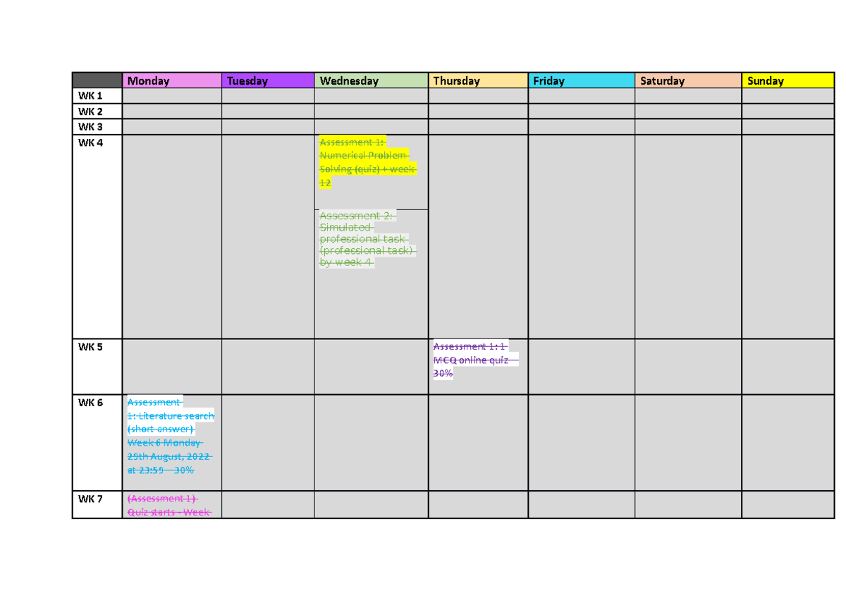 Timetable - during tutorial lesson the workbooks - Monday Tuesday ...