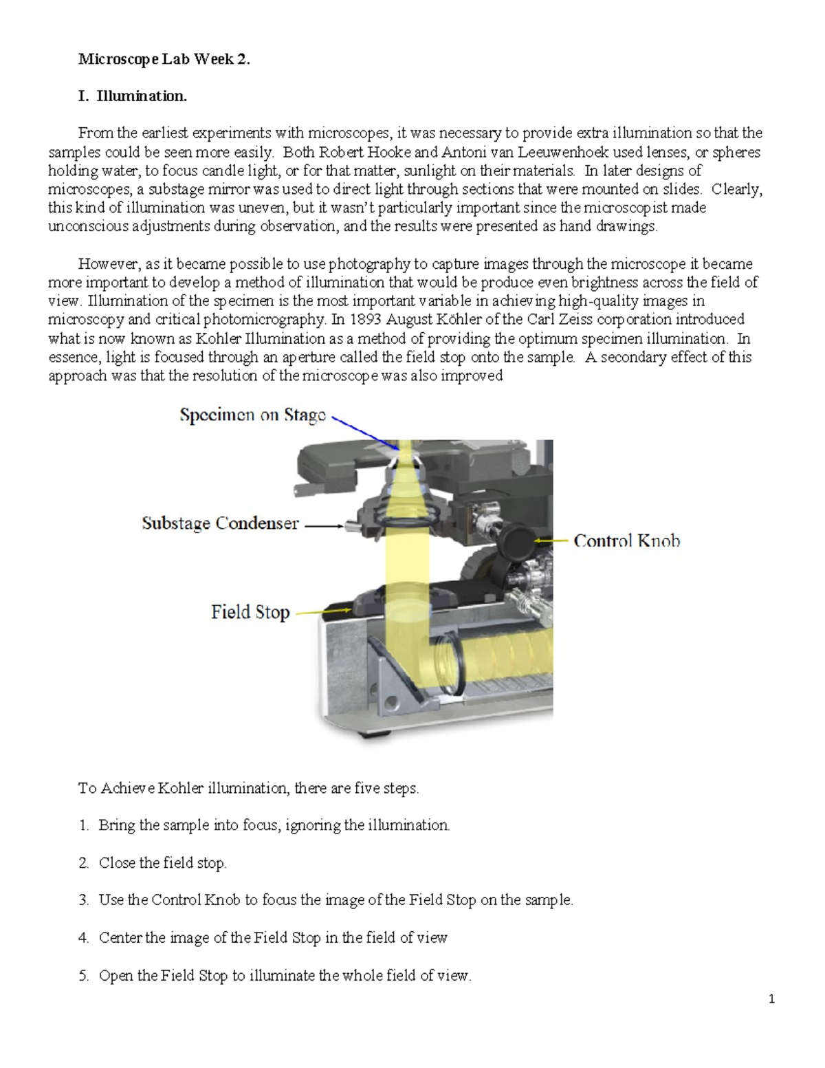 Microscopy labs 3-4 - lab 2 manual and highlighted important parts for ...