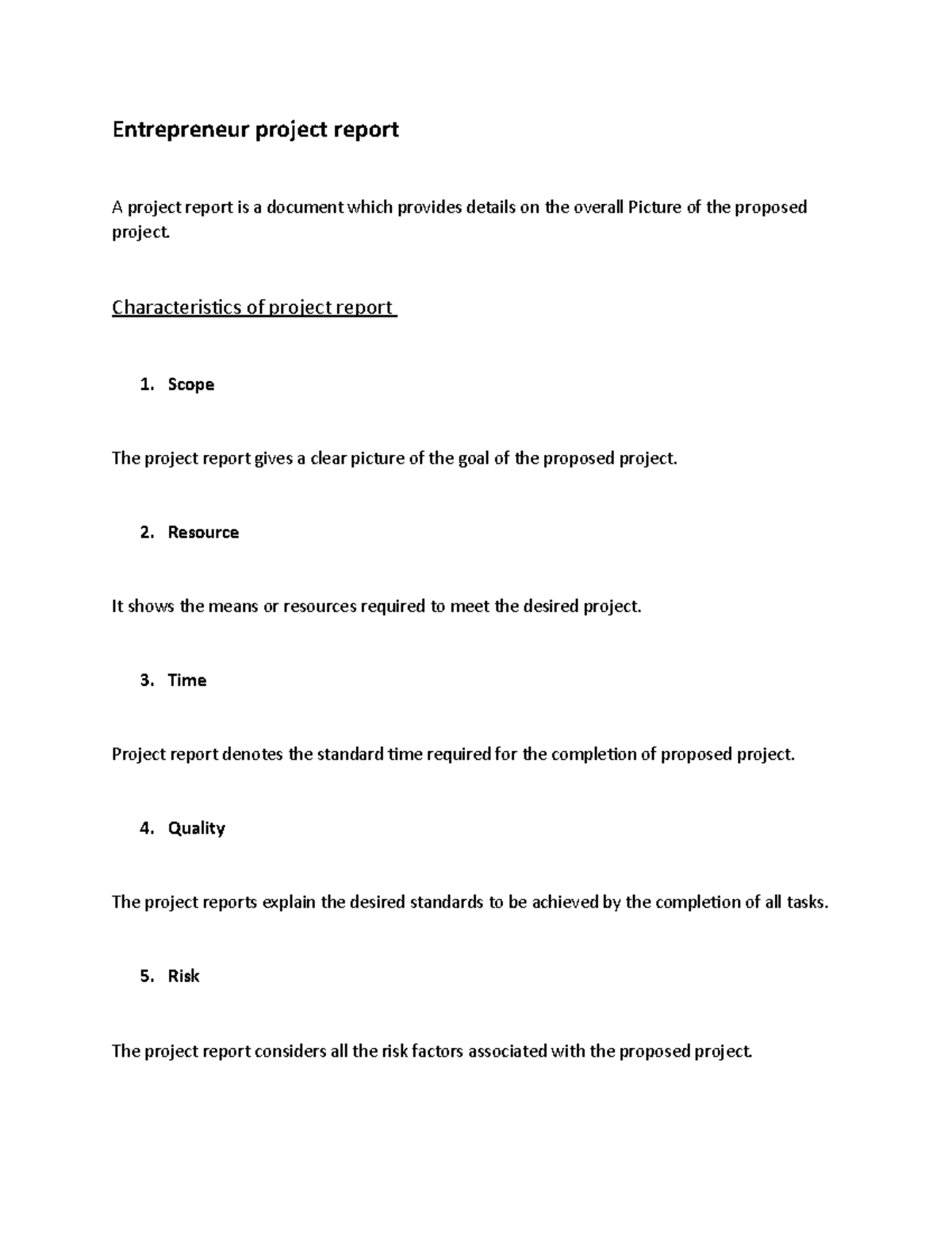 Entrepreneur Project Report Characteristics Of Project Report Scope entrepreneur-project-report-characteristics-of-project-report-scope