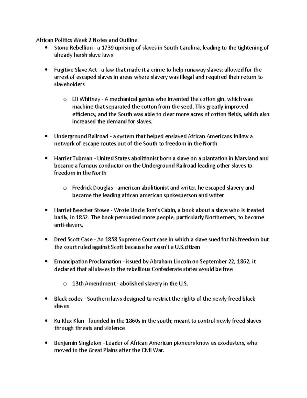 African Politics Week 2 Notes and Outline - African Politics Week 2 ...