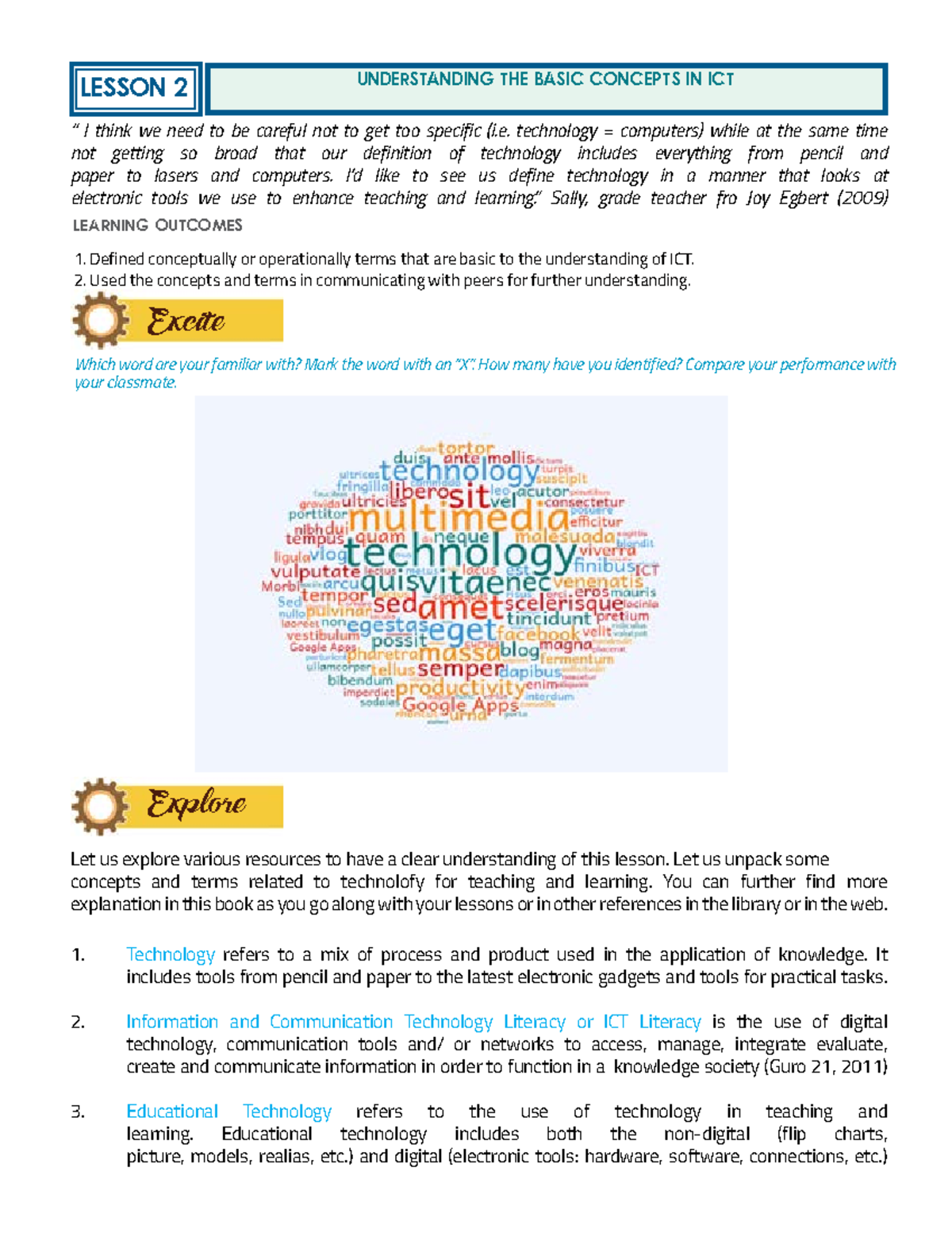 TTL 1 - Lesson 2 - Technology - Understanding the basic concepts in ict ...