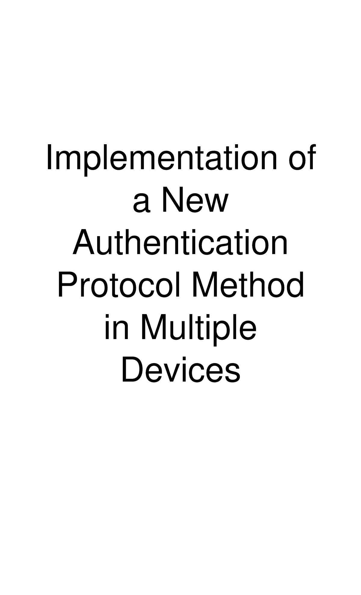 Authentication Protocol Method - Implementation of a New Authentication ...