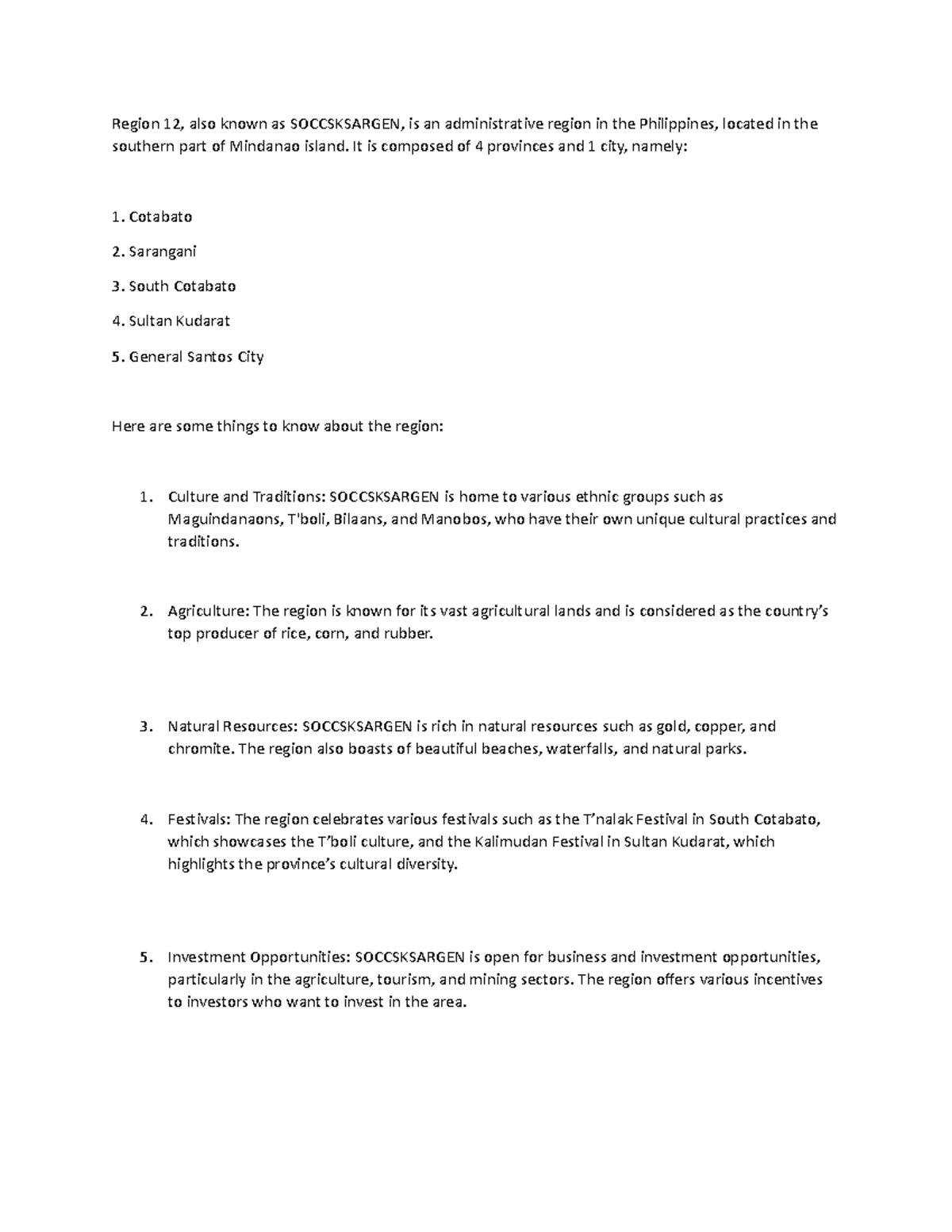 All about the region 12 - Im me - Region 12, also known as SOCCSKSARGEN ...