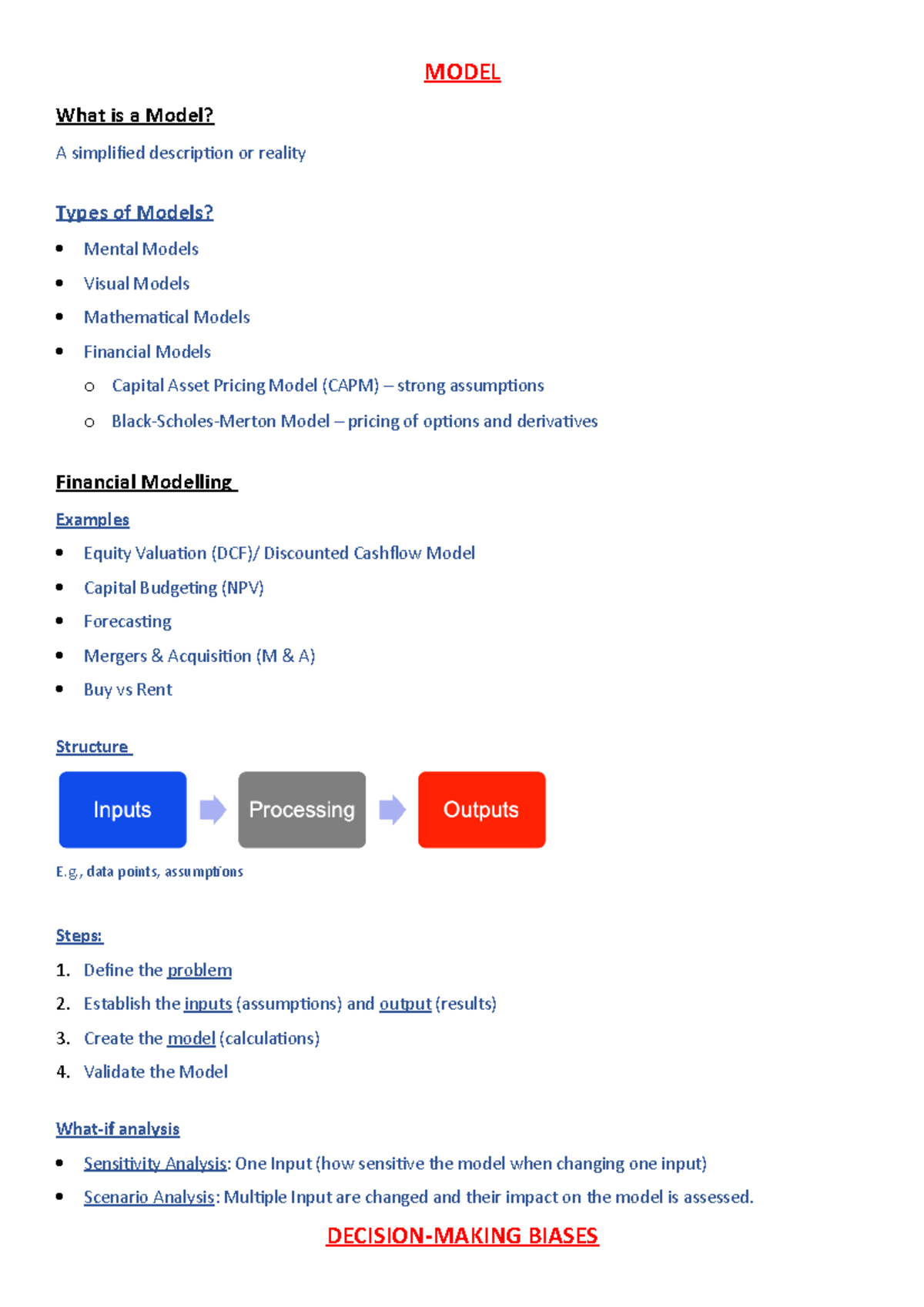 Lec 6 - Modelling lecture - MODEL What is a Model? A simplified ...