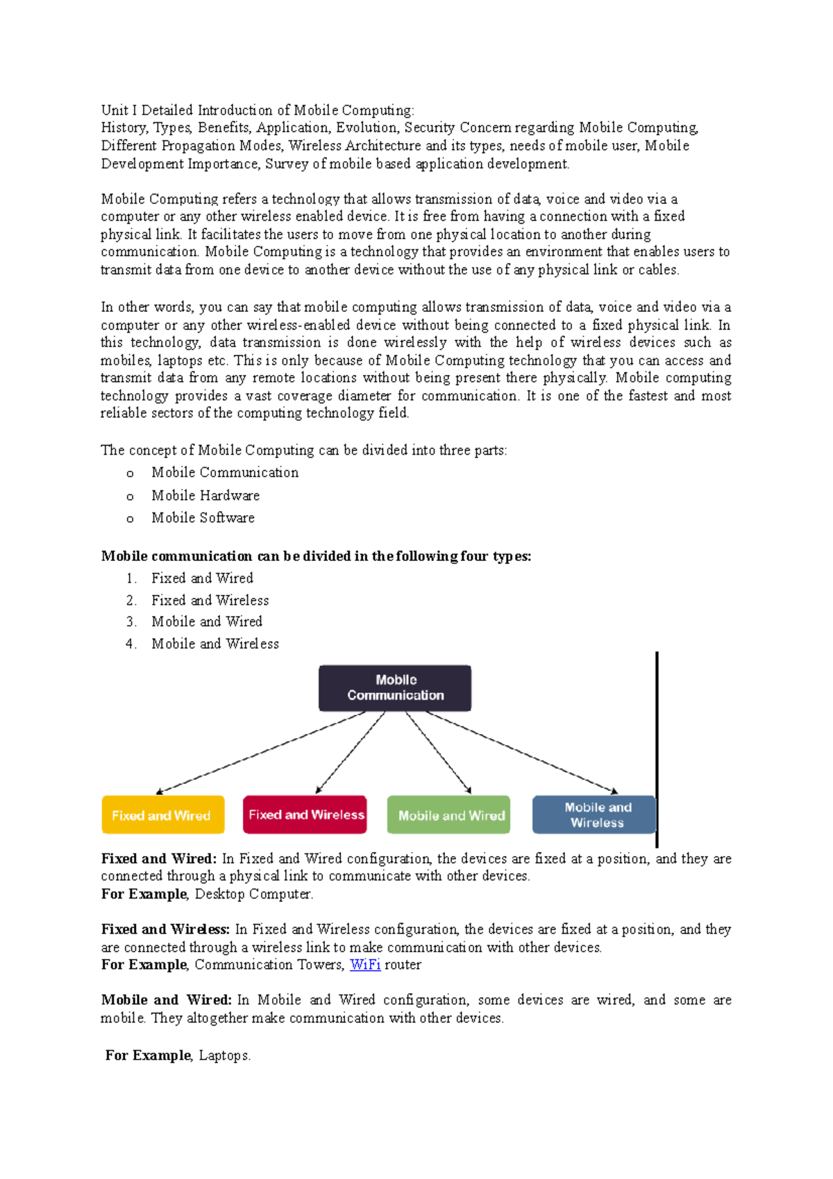 Unit I Introduction Of Mobile Computing Unit I Detailed Introduction Of Mobile Computing