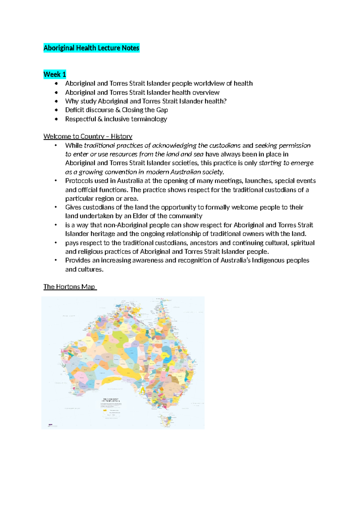 Aboriginal Health Lecture Notes - • Protocols used in Australia at the ...
