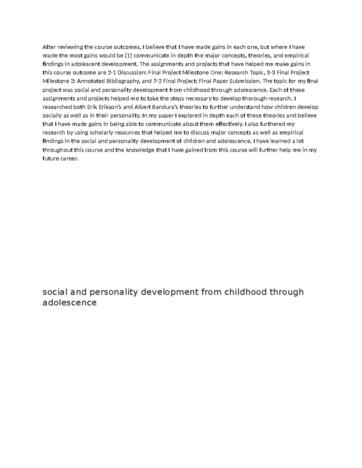 8-1 discussion- course outcomes - After reviewing the course outcomes ...