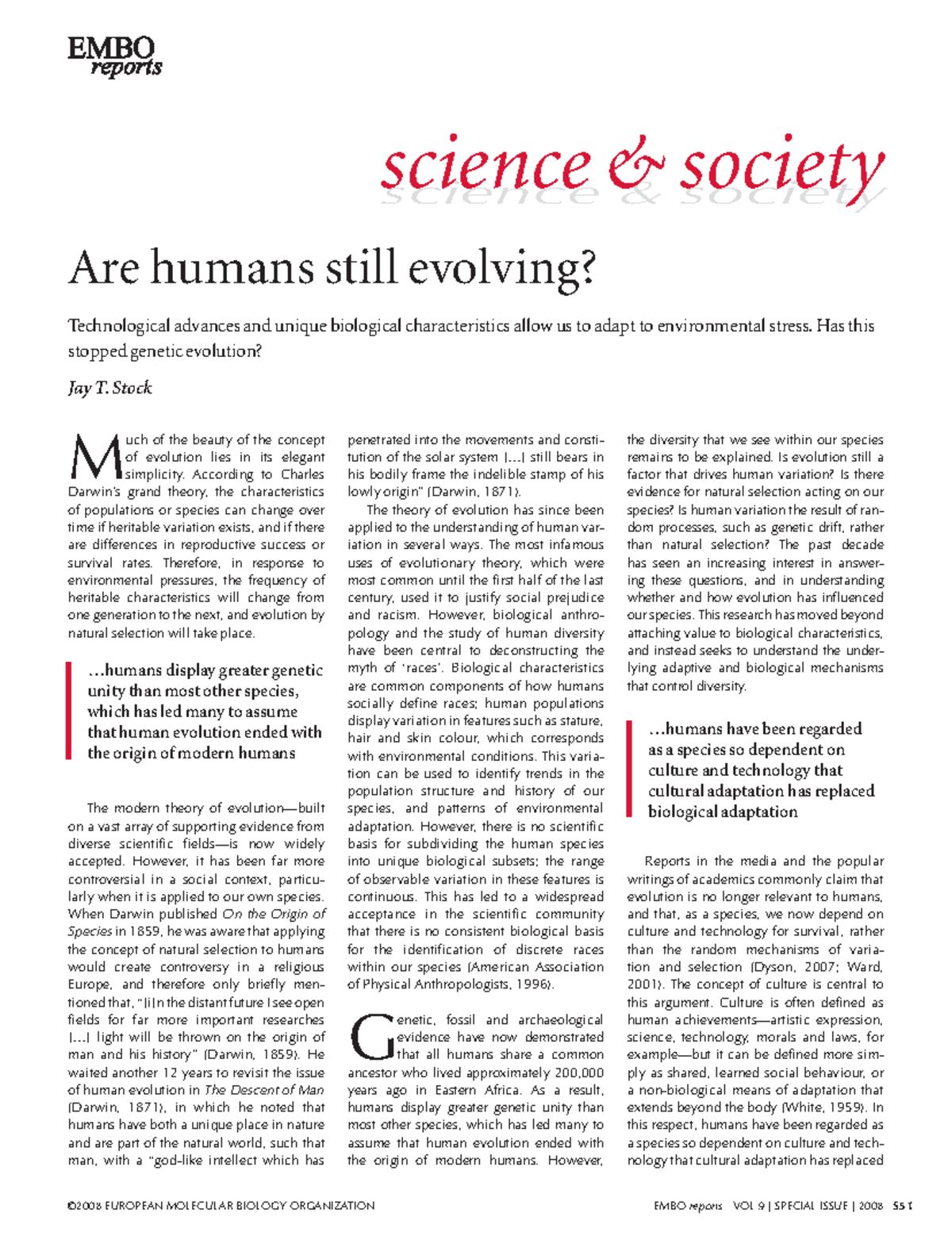 DQ 1 article Evolution - Information for DQ1 in week 1 - ©2008 EUROPEAN ...