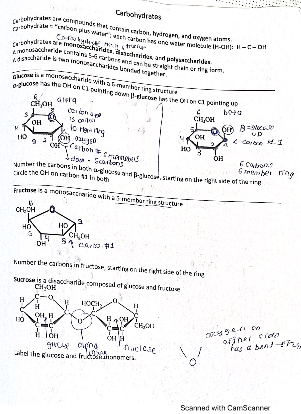 Carbohydrates chem q and a - CHEM 9 - Studocu