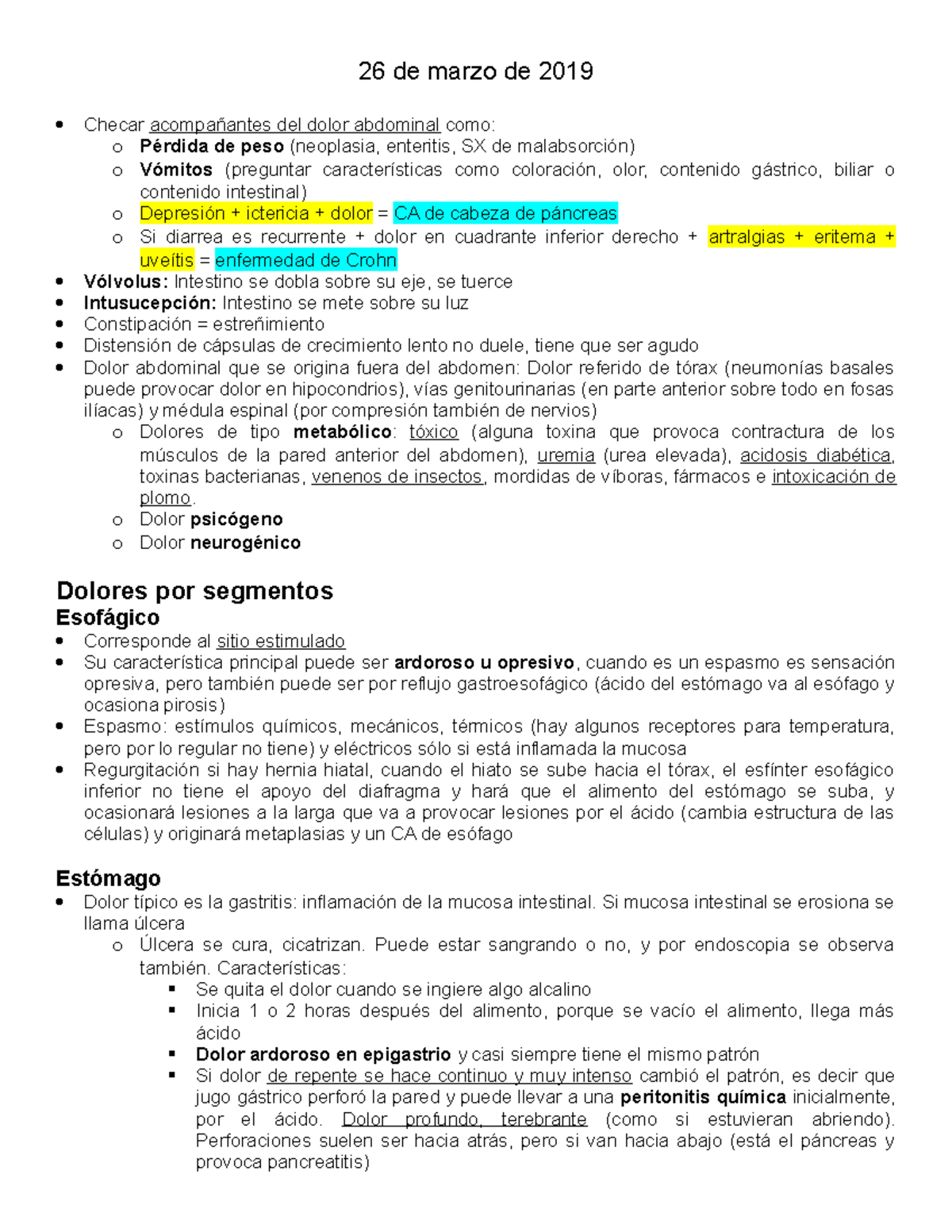 Dolor abdominal - o Dolor psicógeno o Dolor neurogénico Dolores por ...