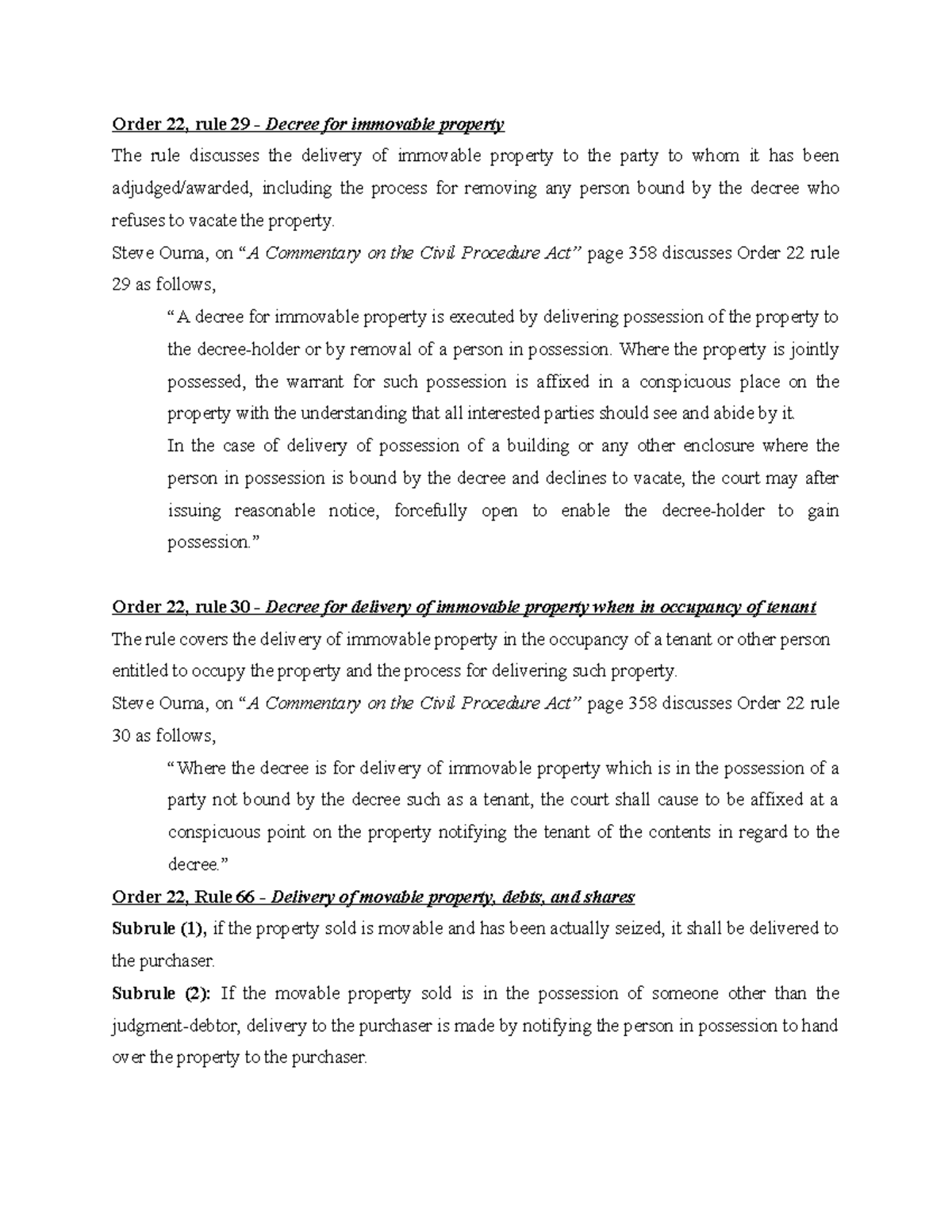 0rder 22 Delivery of property - Order 22, rule 29 - Decree for ...
