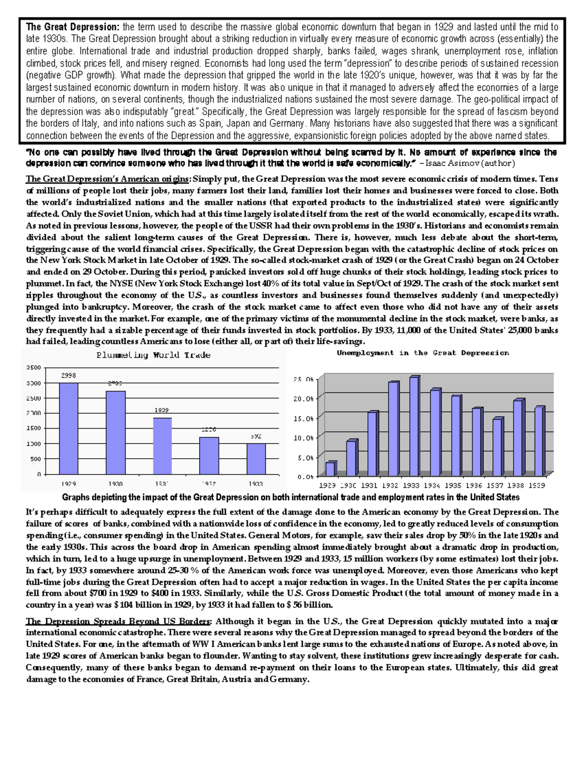 GC-Depression - Class notes on the great depression - The Great ...