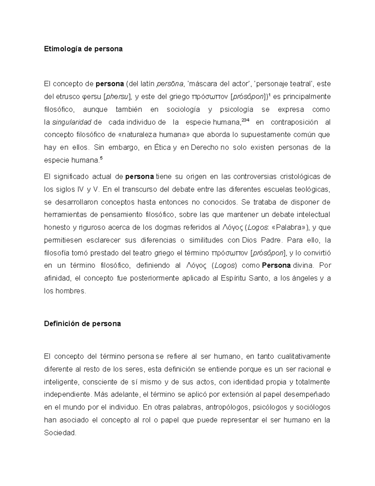 LA Persona - Etimología de persona El concepto de persona (del latín ...