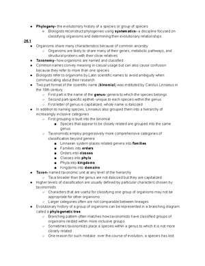 BIO 2108 exam 1 - Summary Principles Of Biology II Hon - Ch. 22 Descent ...