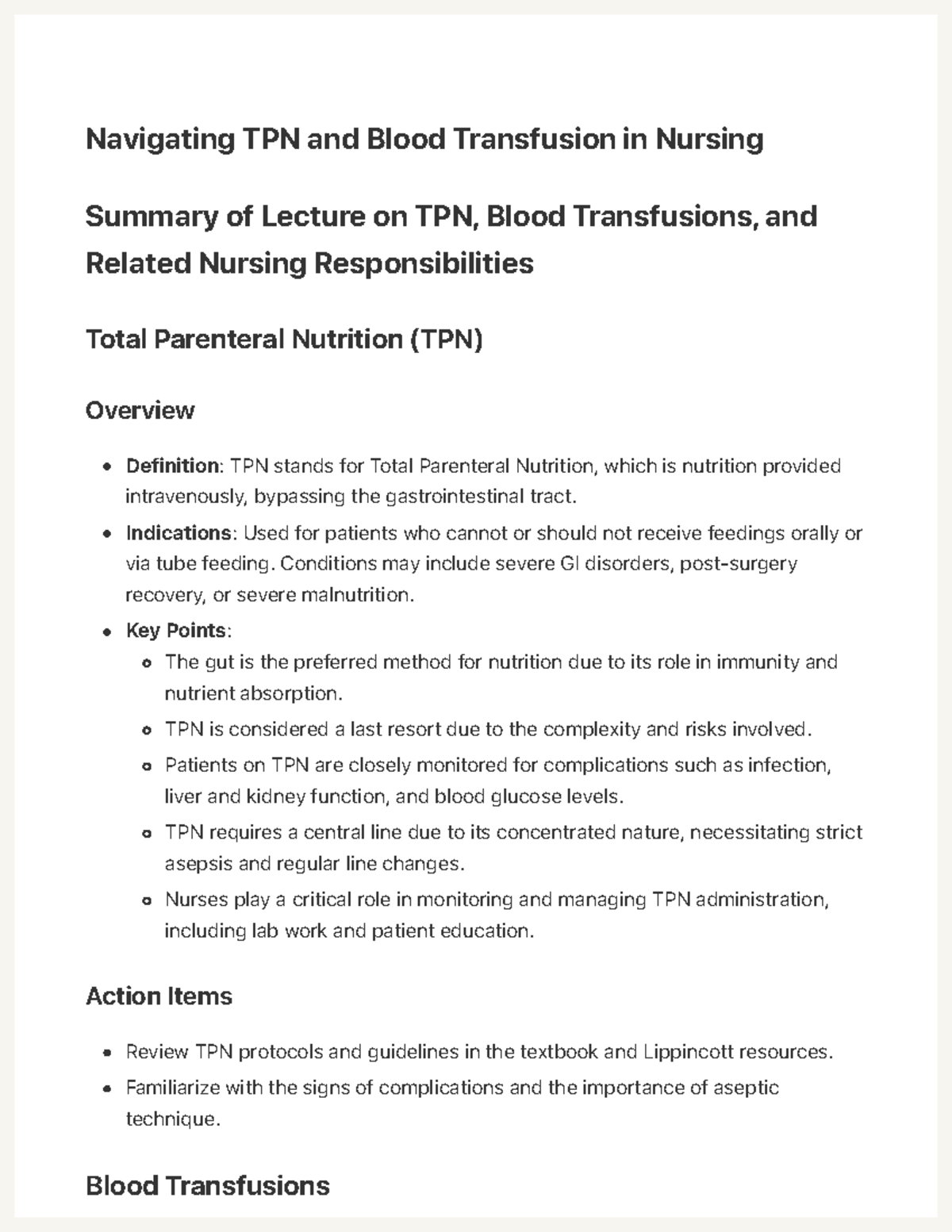 Navigating TPN and Blood Transfusion in Nursing - Indications: Used for ...