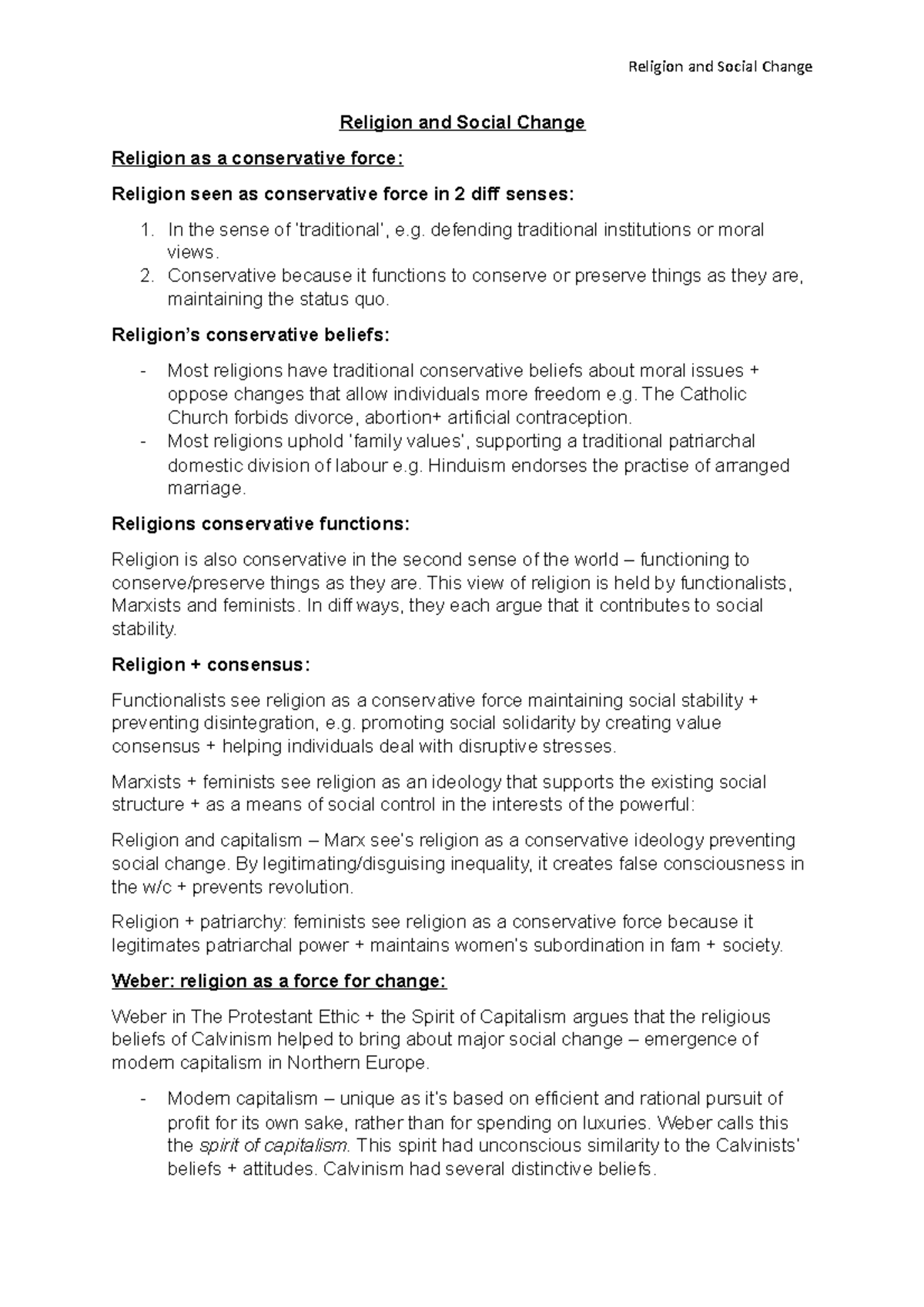 Religion and Social Change - Religion and Social Change Religion as a ...