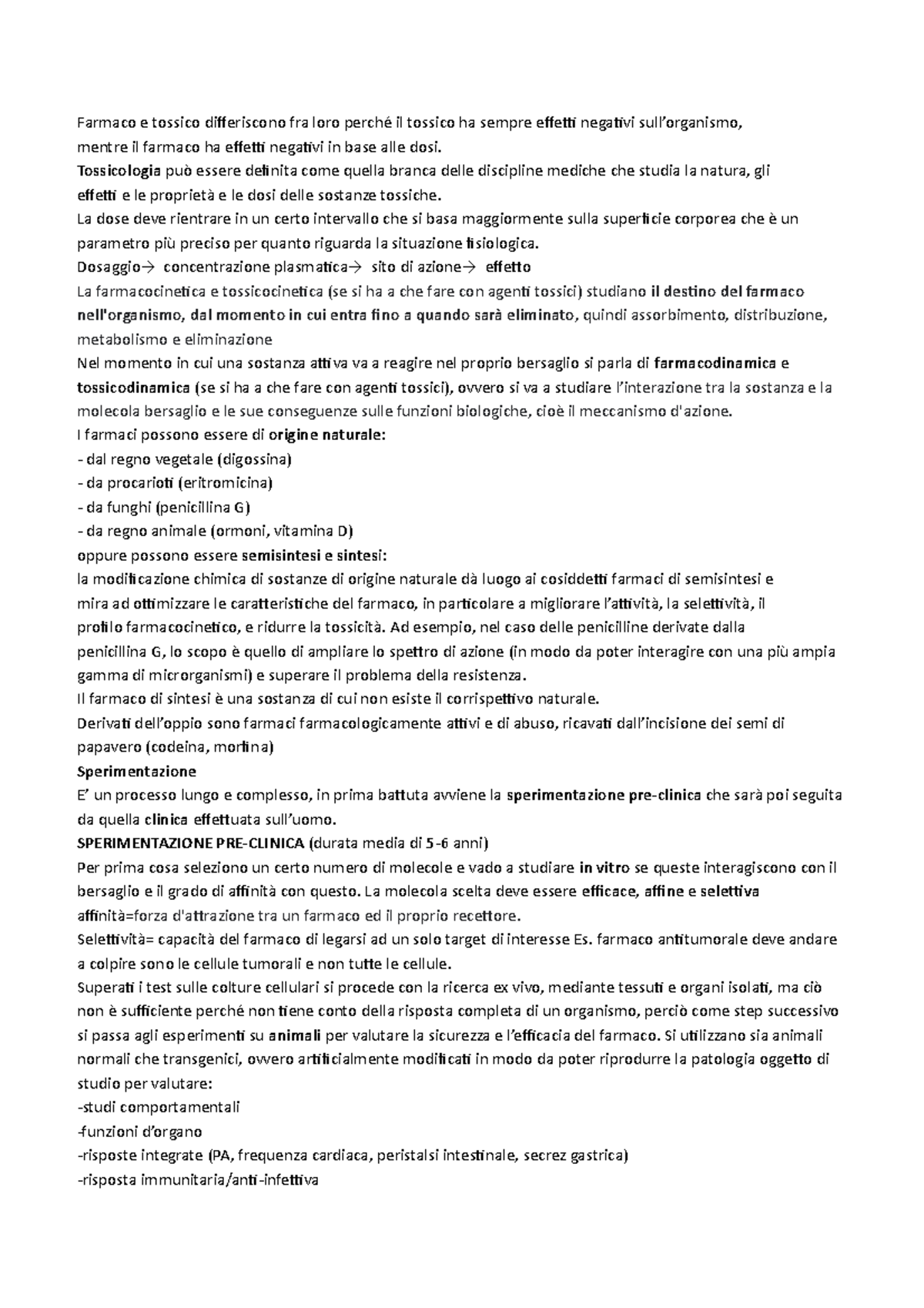 Tossicologia generale - Farmaco e tossico differiscono fra loro perché ...