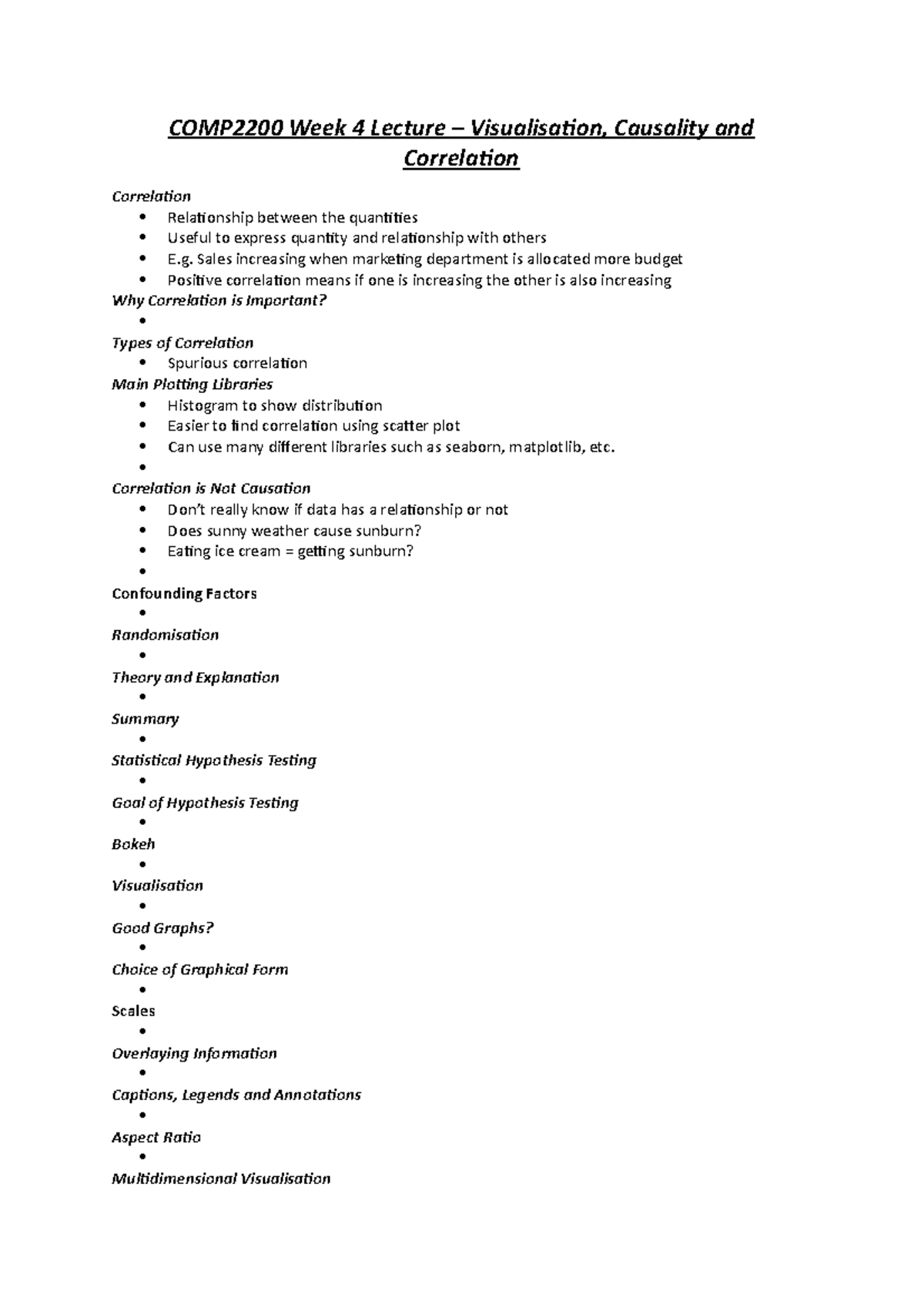 COMP2200 Week 4 - Visualisation, Causality and Correlation - COMP2200 ...