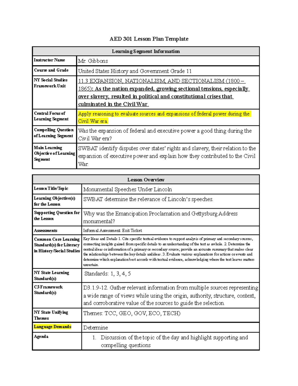 Lesson Plan #3 - AED 301 Lesson Plan Template Learning Segment ...