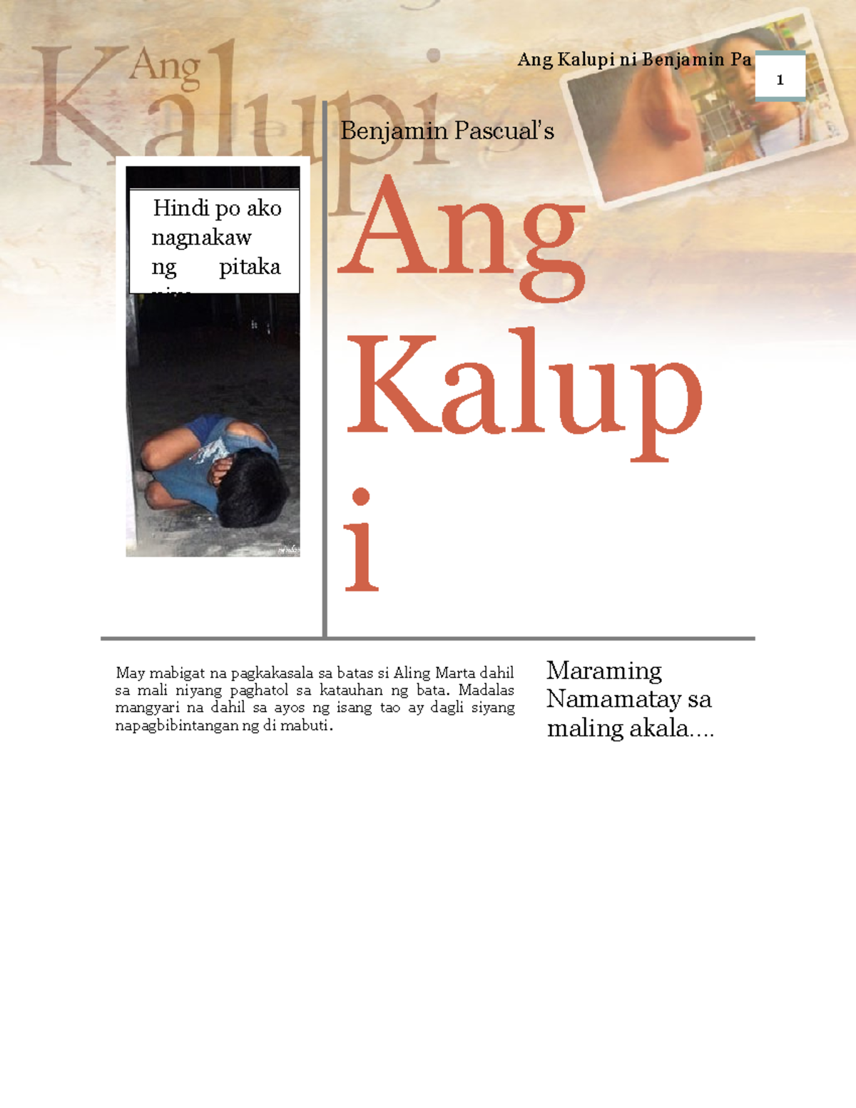 Ang-kalupi - 1 ####### Benjamin Pascual’s Ang Kalup i May mabigat na ...