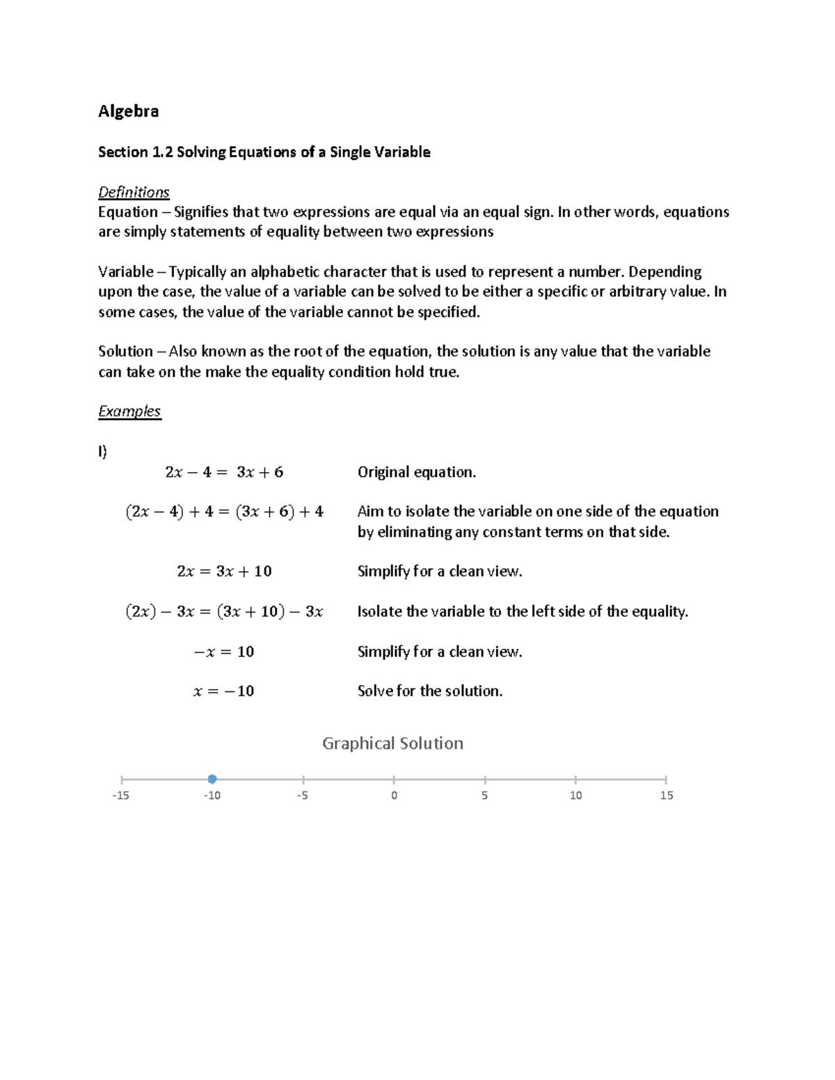 Daniel Shen - Algebra Notes 1 - Algebra Section 1 Solving Equations of ...